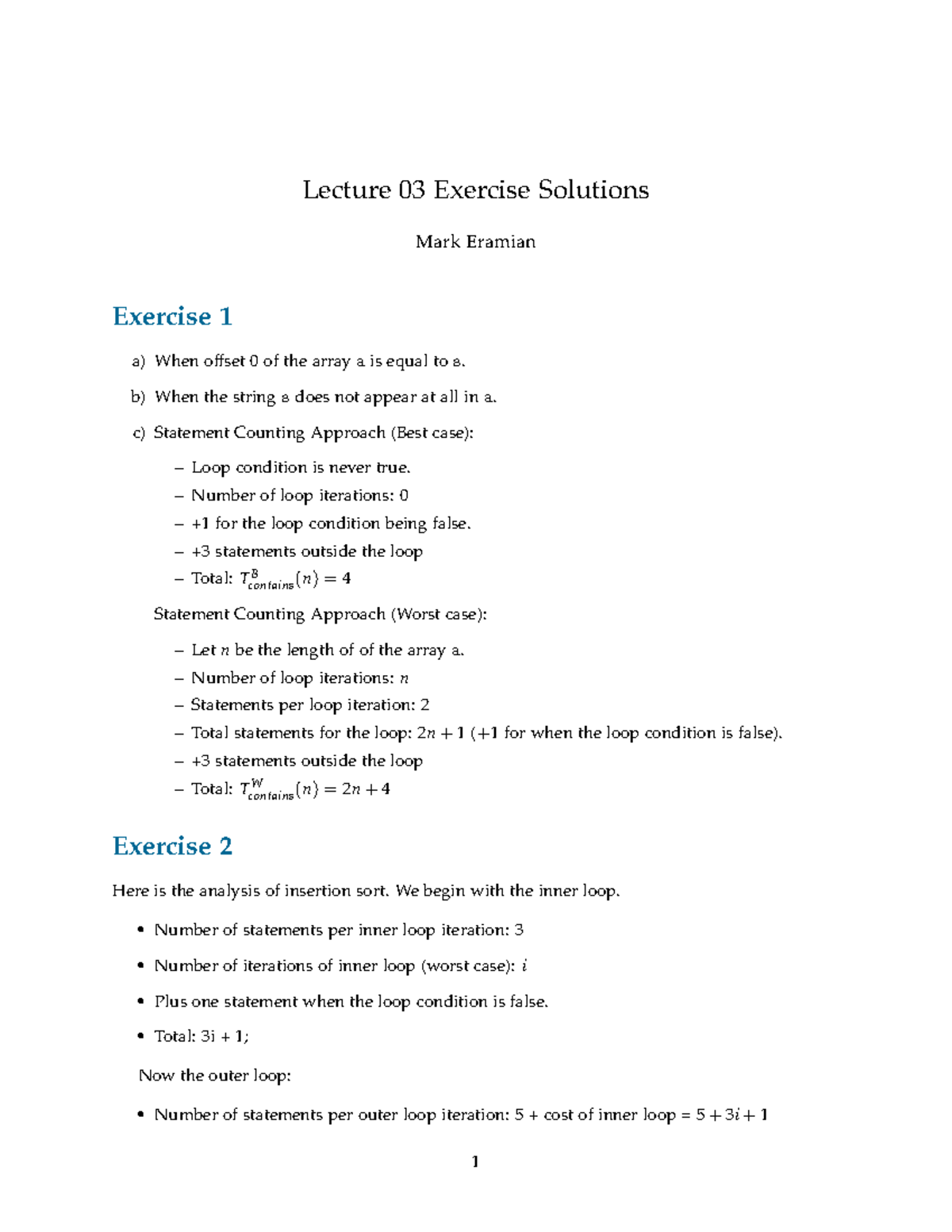 Lecture 03: Exercise Solutions for Mark Eramian's Class - Studocu
