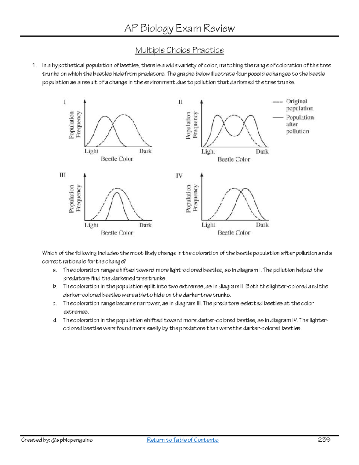 AP Biology Exam Review: Multiple Choice Practice 1 & 2 - Studocu