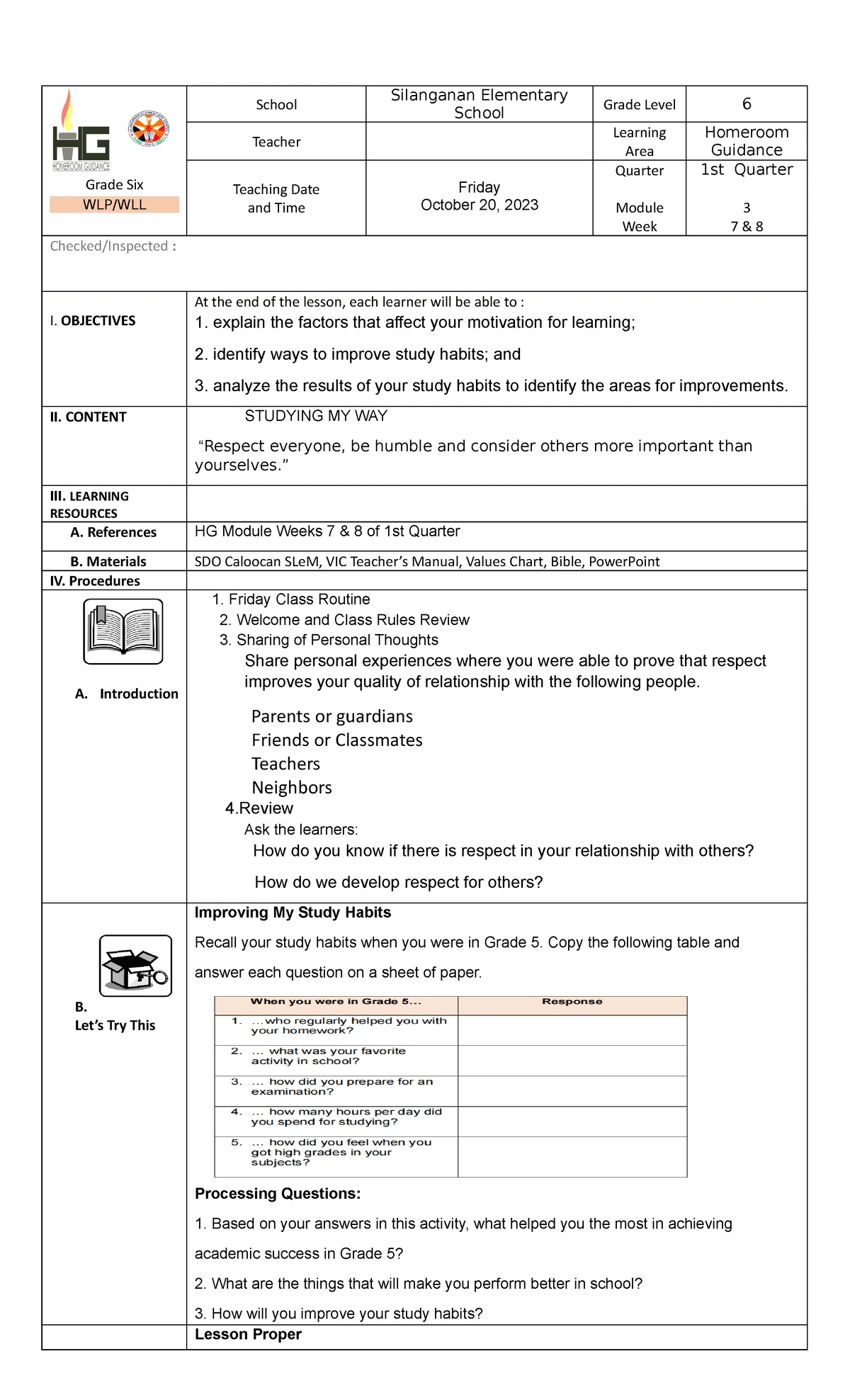RPMS- Sample Objectives for Effective Teaching Strategies - Studocu
