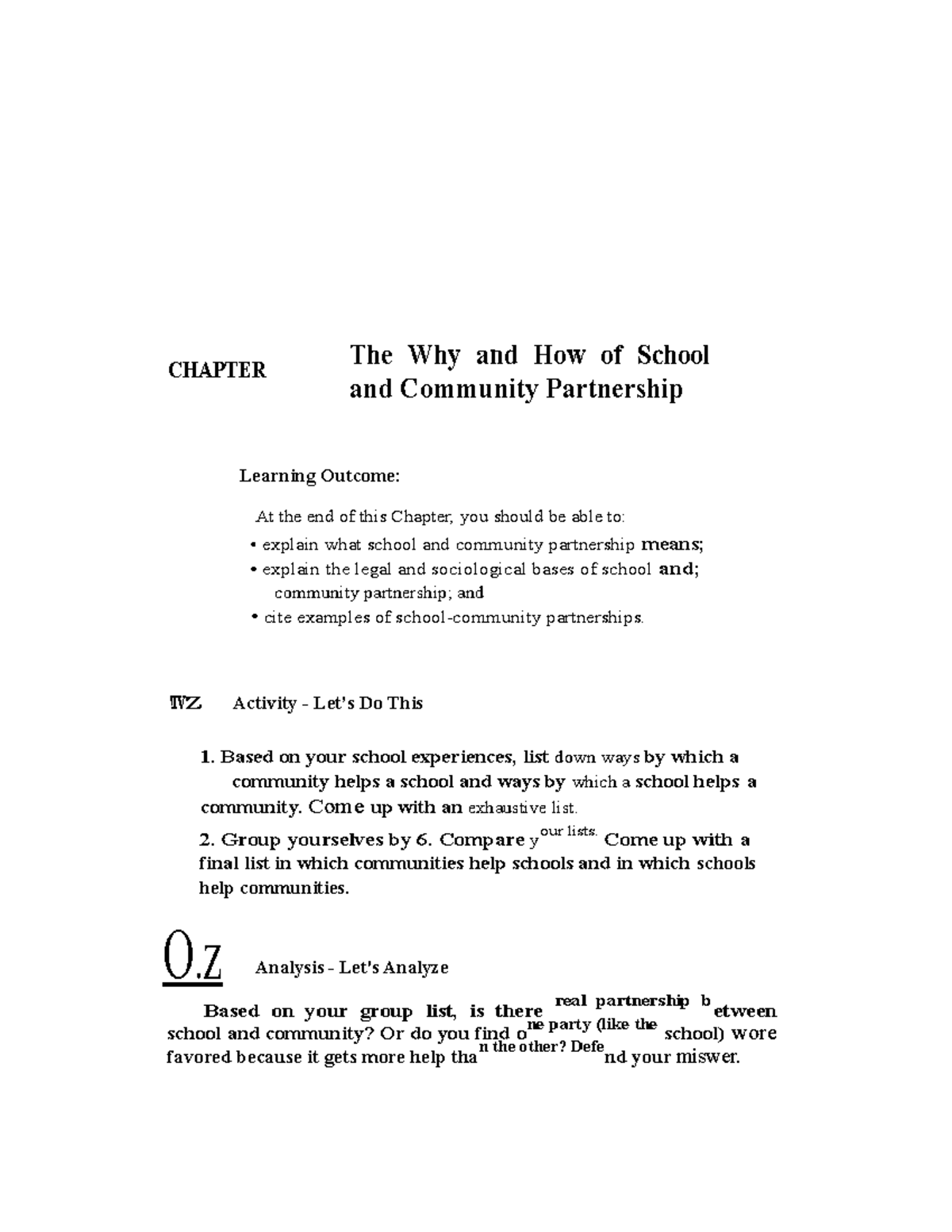 Lesson 6 THE WHY AND HOW OF School AND Community Partnership - CHAPTER ...