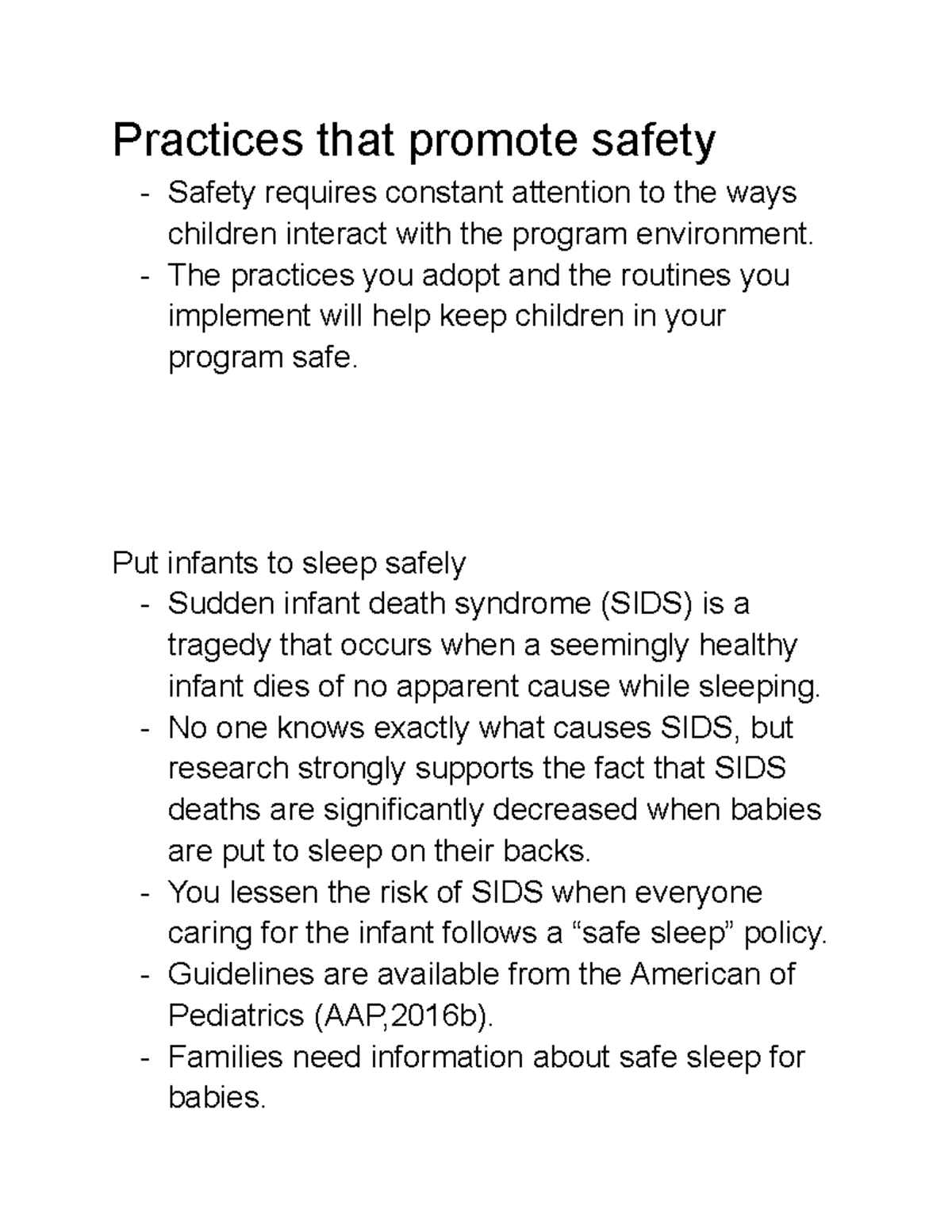 Practices that promote safety - Practices that promote safety Safety ...