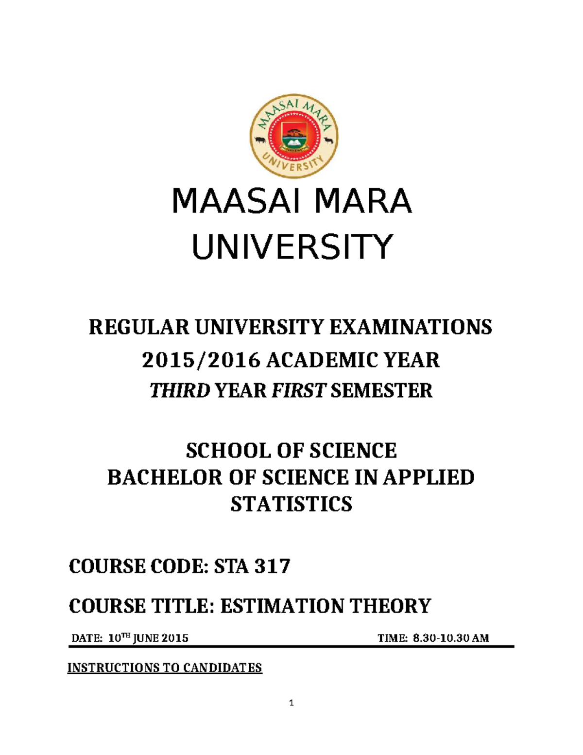 STA 317 Final Exam: Estimation Theory Questions and Solutions - Studocu