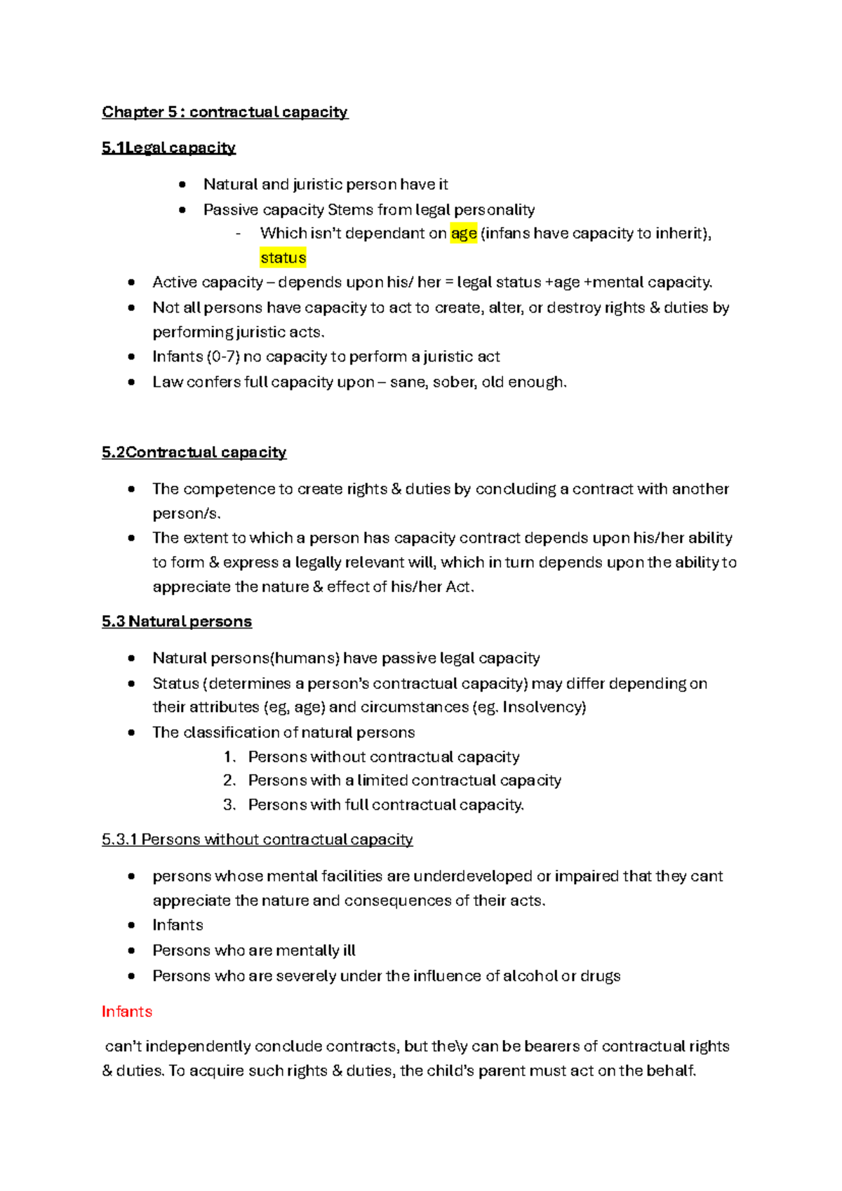 Contractual Capacity: Understanding Legal and Juristic Persons - Studocu