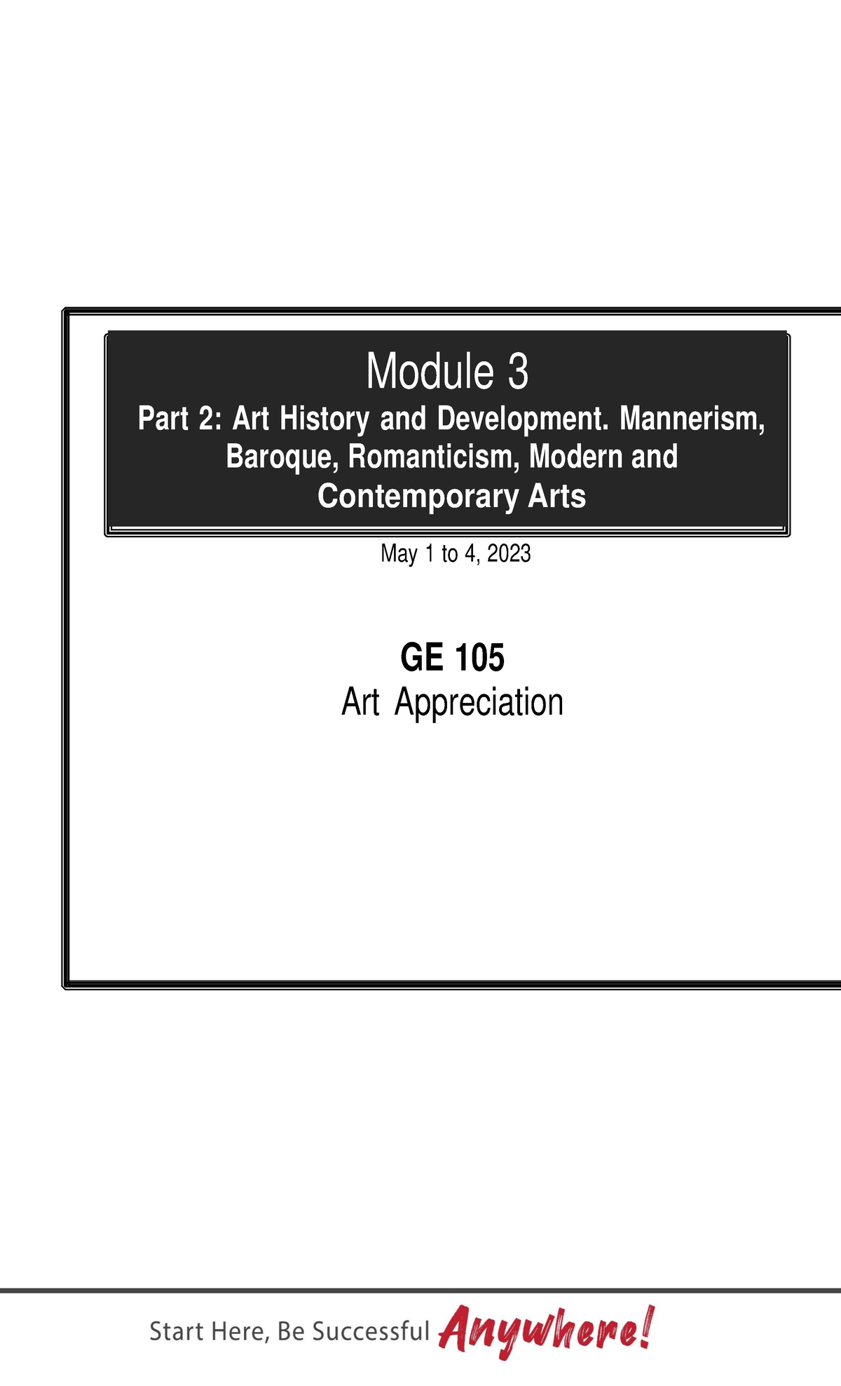 Final Lesson-2-Copy - art appreciation - Module 3 Part 2: Art History ...