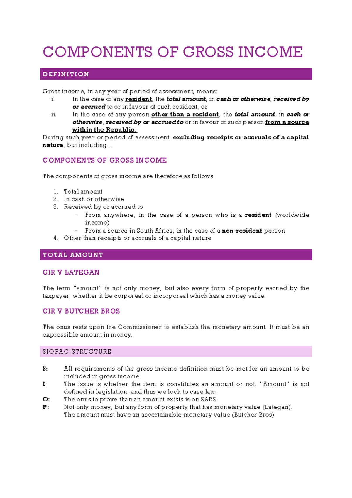 Gross Income Definition: Key Components and Legal Insights - Studocu