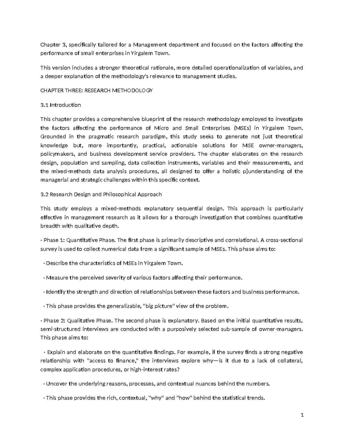 Chapter 3: Research Methodology on MSE Performance in Yirgalem Town ...