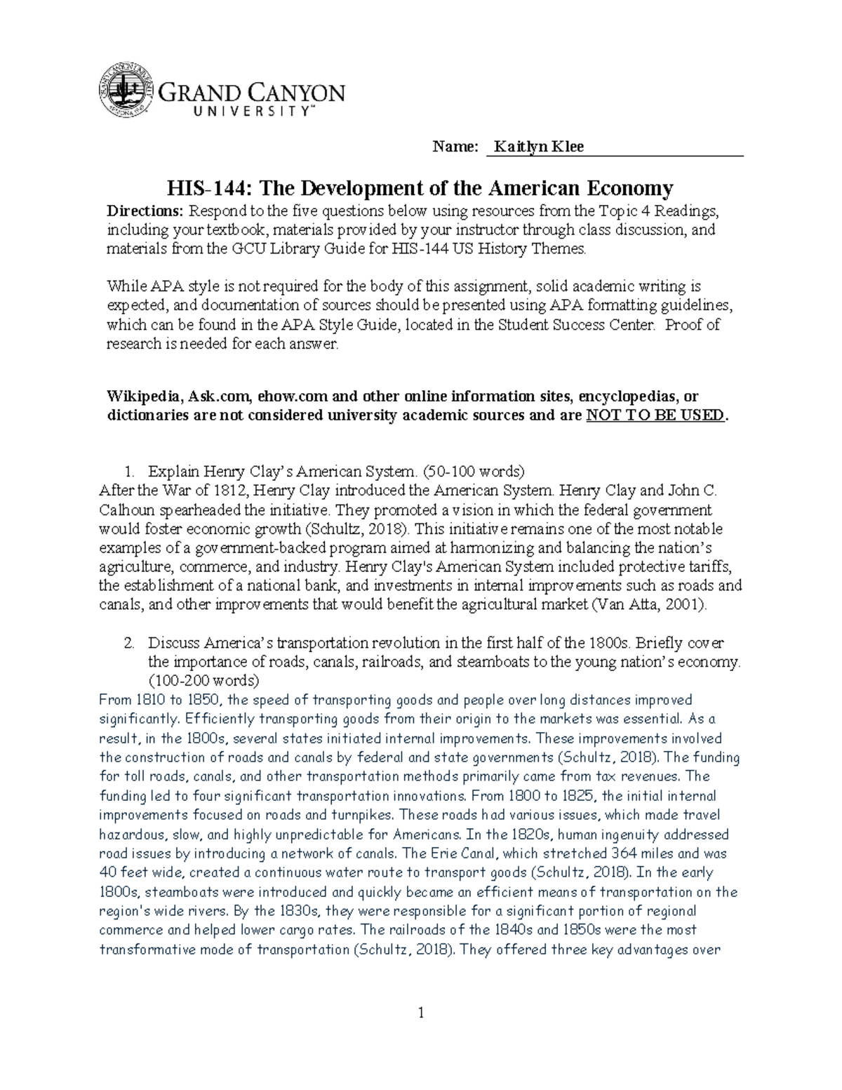 HIS-144 Topic 4 Assignment: Evolution of the American Economy - Studocu