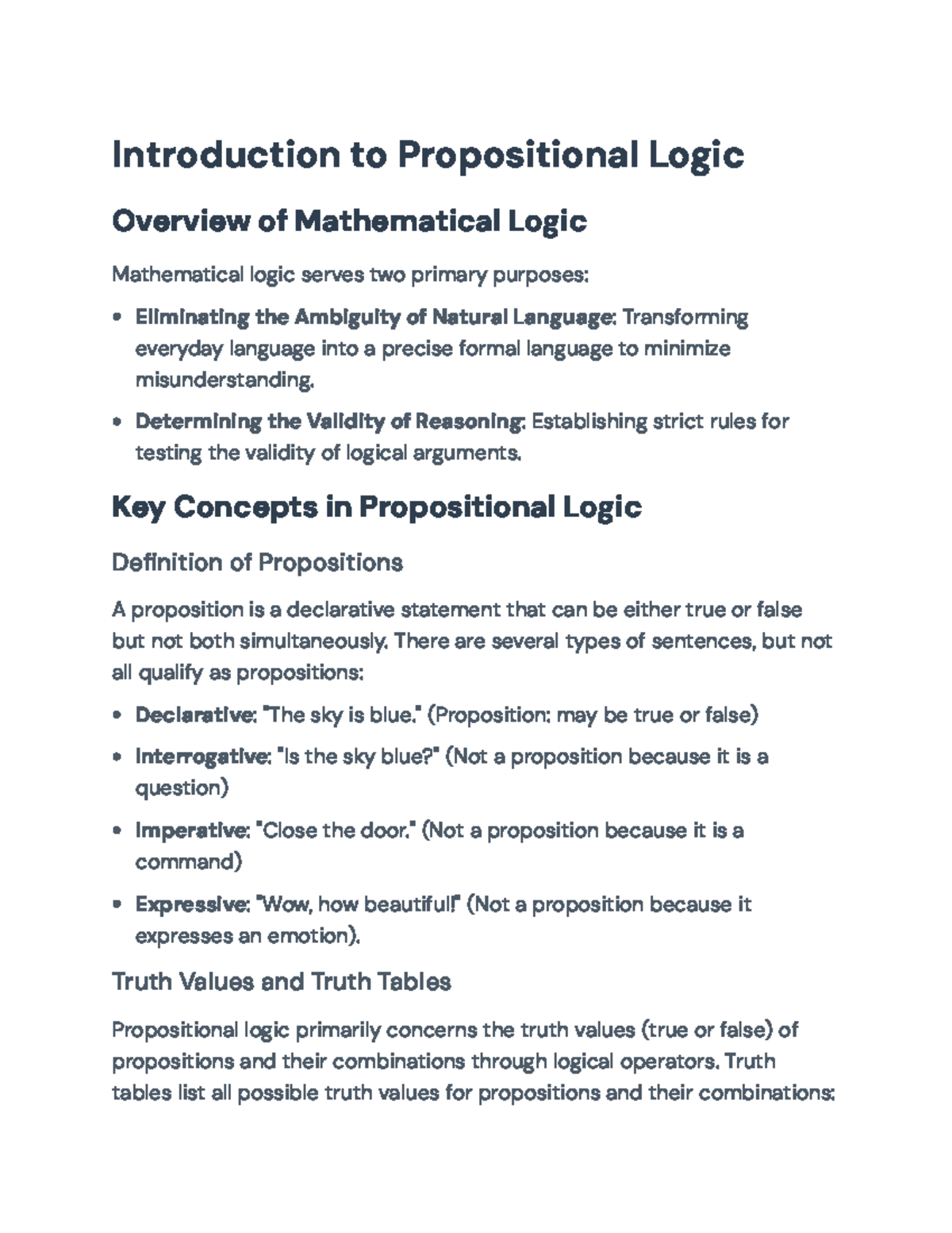 Introduction to Propositional Logic: Key Concepts and Methods ...