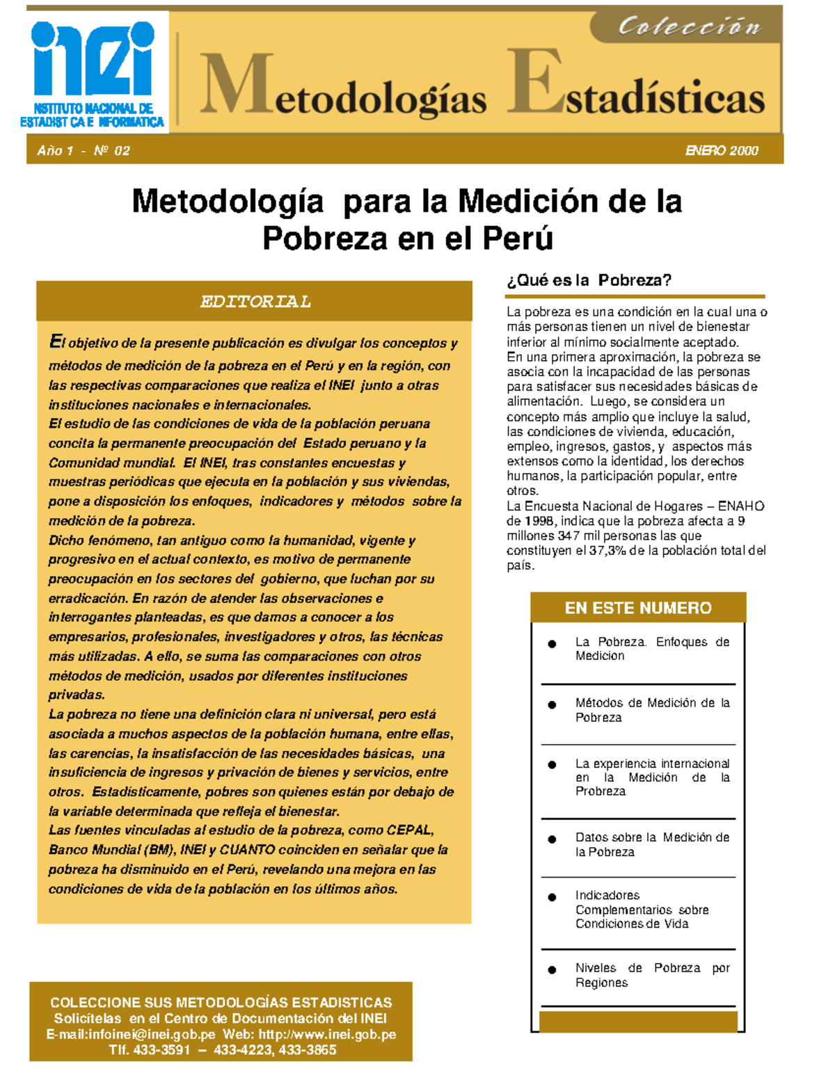 Metodología de Medición de la Pobreza en el Perú - Año 1 Nº 02 - Studocu