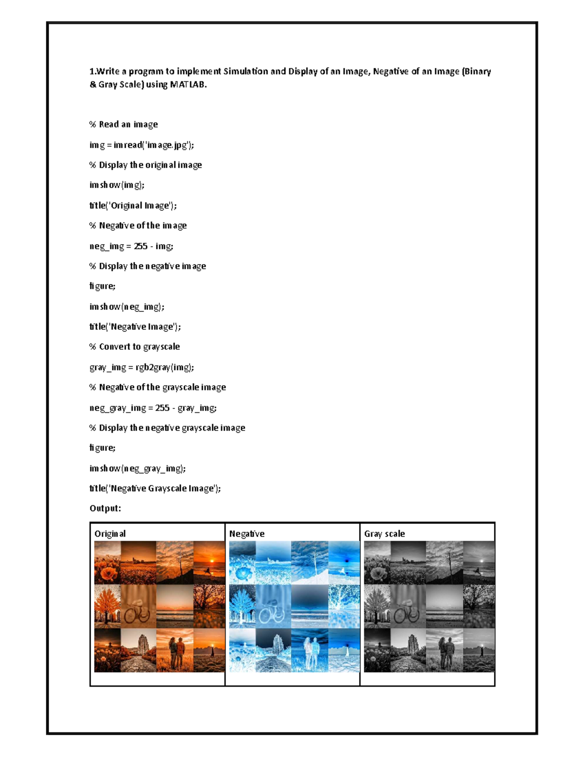 MAT101: Image Processing Lab - MATLAB Implementation and Techniques ...
