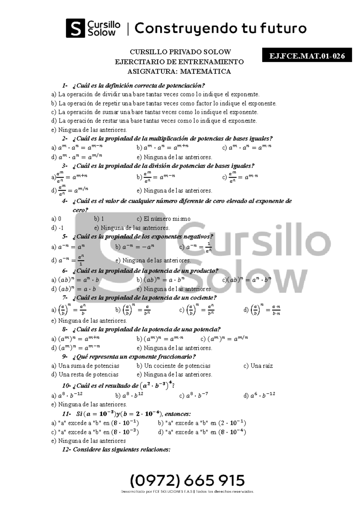 EJ.FCE - potenciación y radicación - CURSILLO PRIVADO SOLOW EJERCITARIO ...