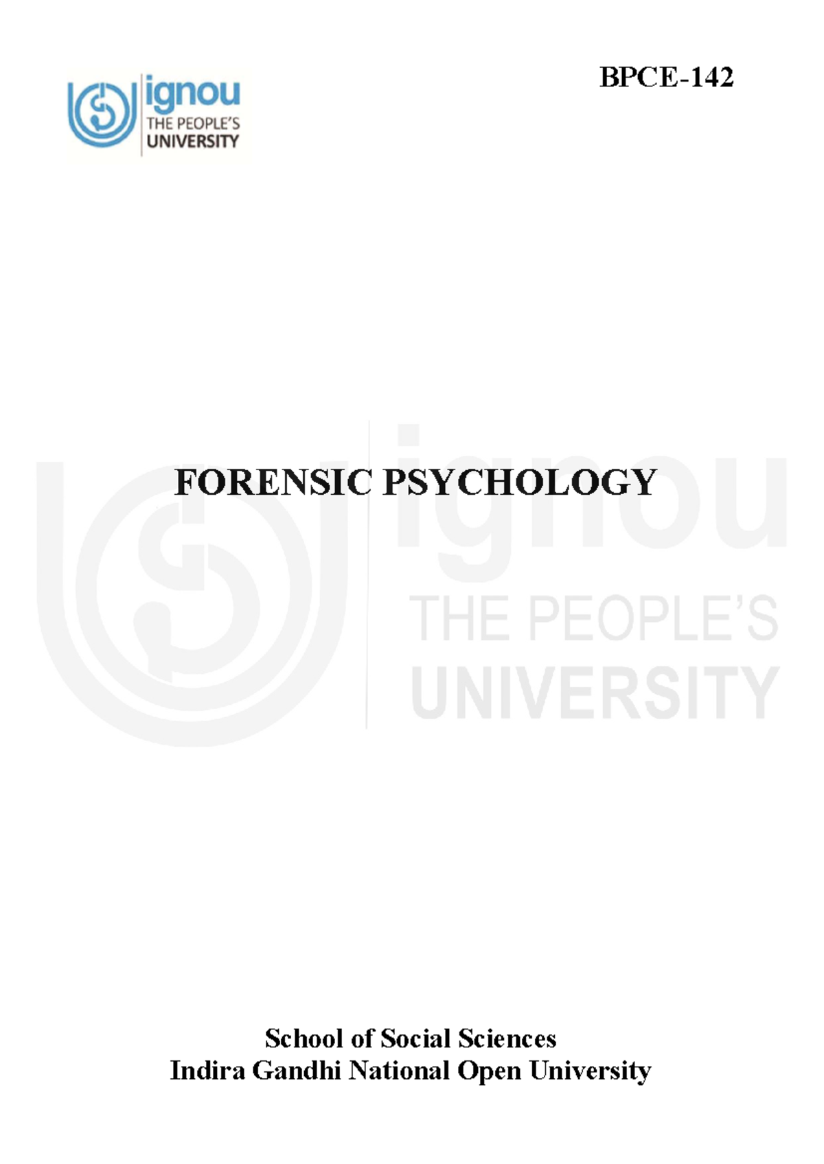 BPCE142: Forensic Psychology - Block 1 Study Notes - Studocu