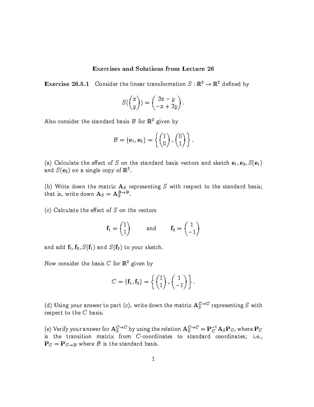 Exercise 26-2: Linear Transformation and Eigenvalues Analysis - Studocu