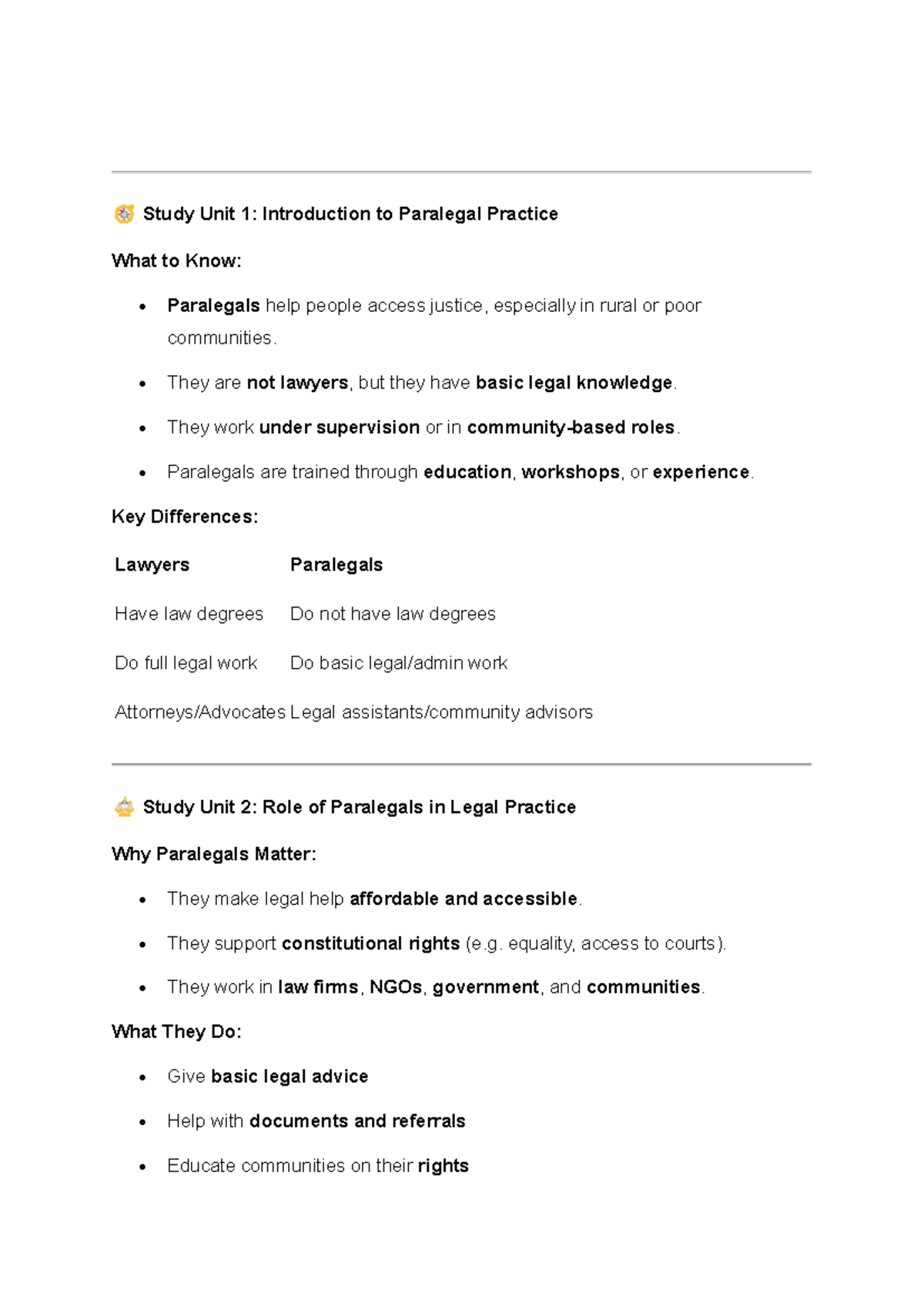 PAR 1501 Final Exam Study Notes: Paralegal Practice Overview - Studocu