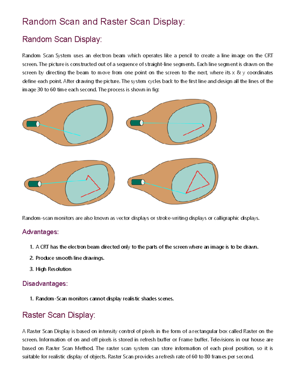 Difference between Raster Scan Display and Random Scan display- javatpoint - Random Scan and ...