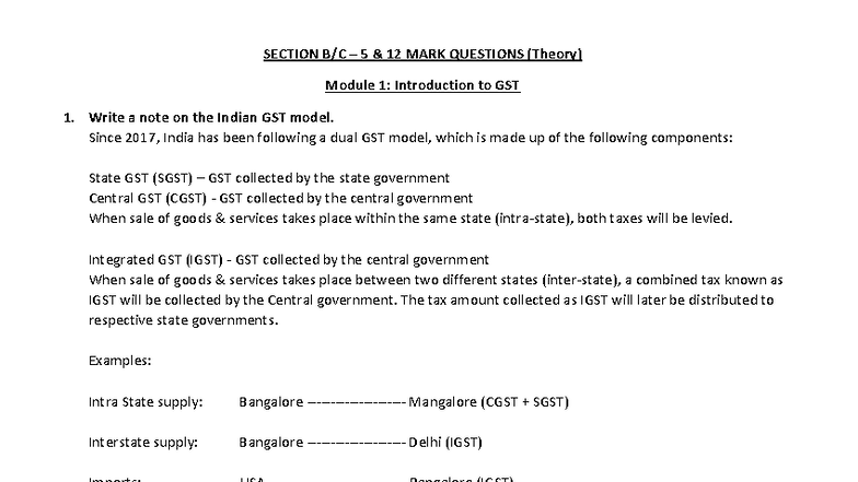 GST Theory Notes: Key Concepts & Features (Module 1-5) - Studocu