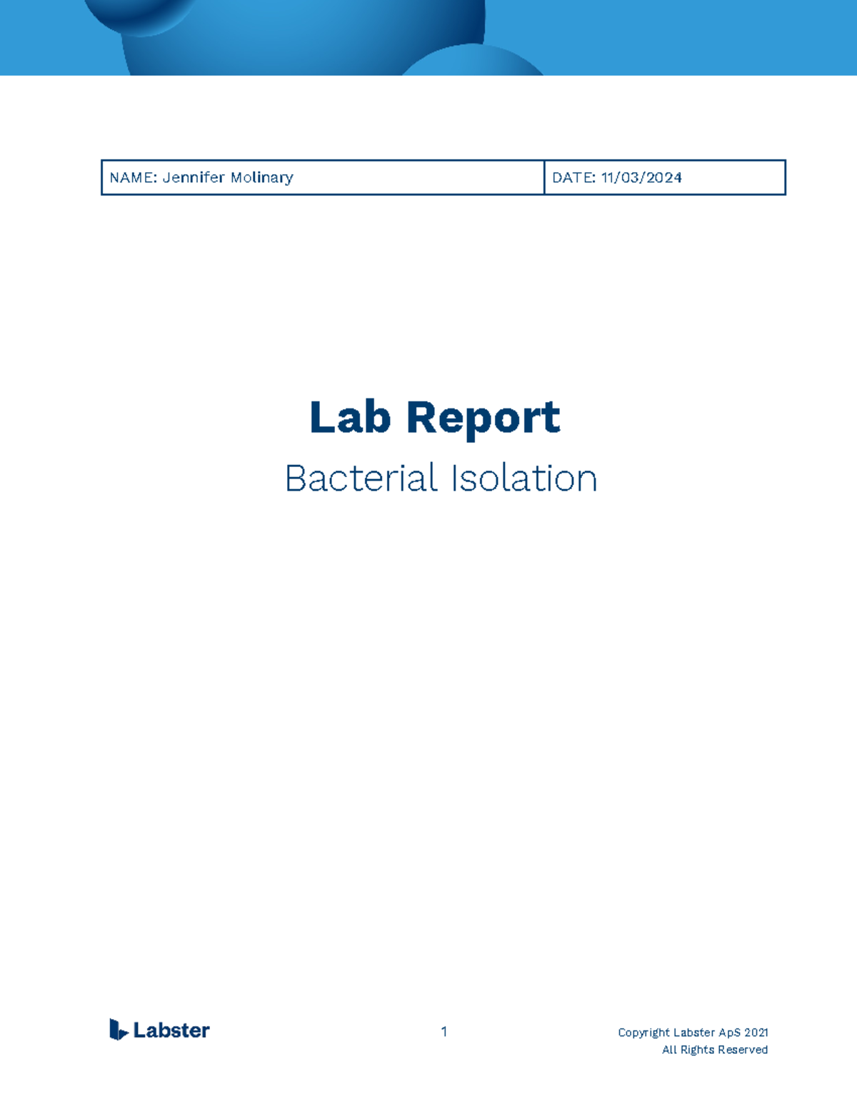 Touchstone 3 - Lab Report: Isolation of Antibiotic-Resistant Bacteria - Studocu