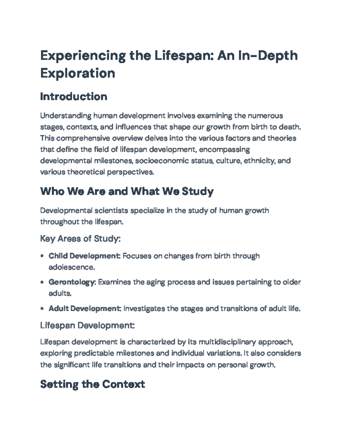 Exploring Lifespan Development: Key Factors and Theoretical ...