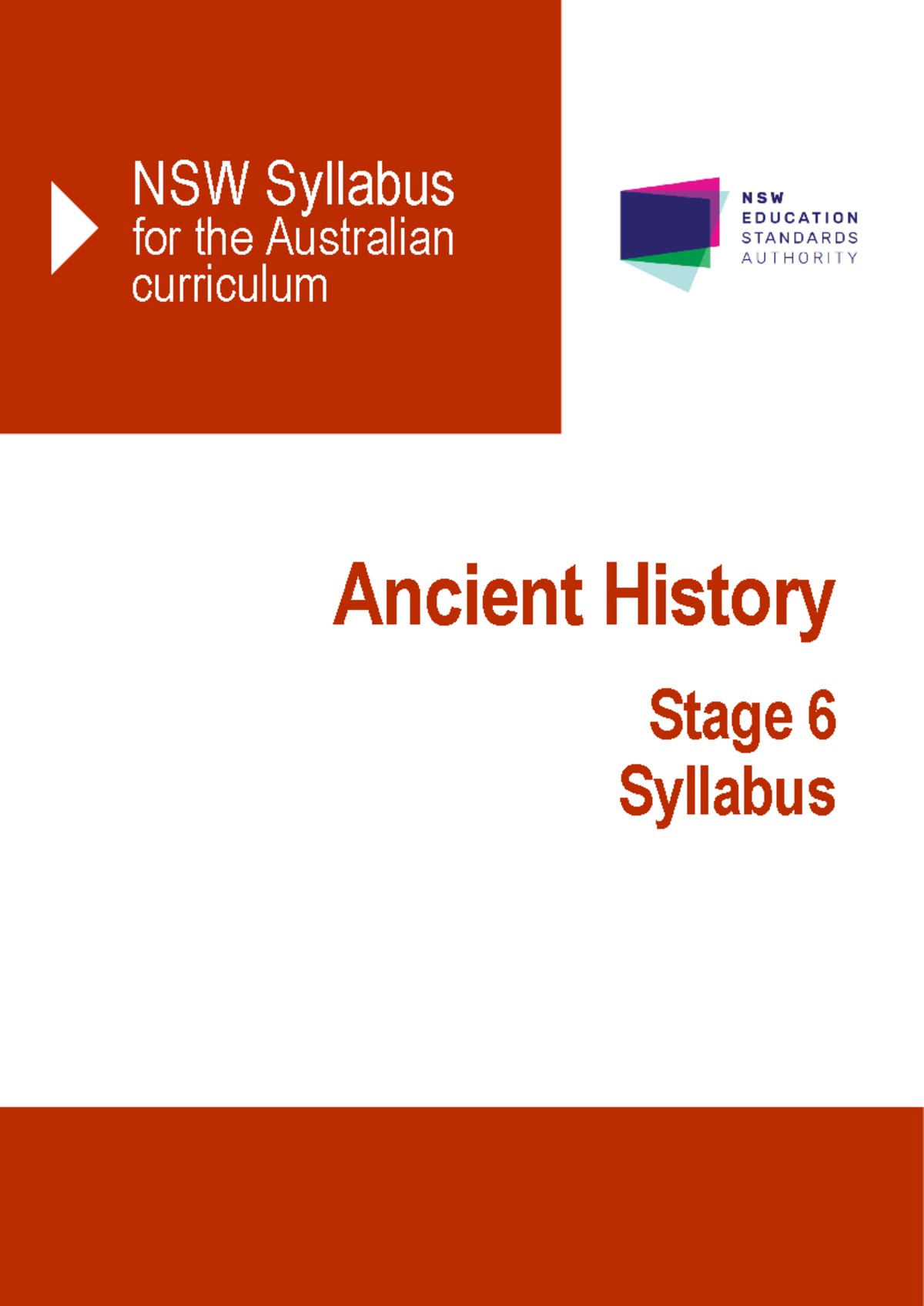 Ancient History Stage 6 Syllabus Overview (2017) - NSW NESA - Studocu