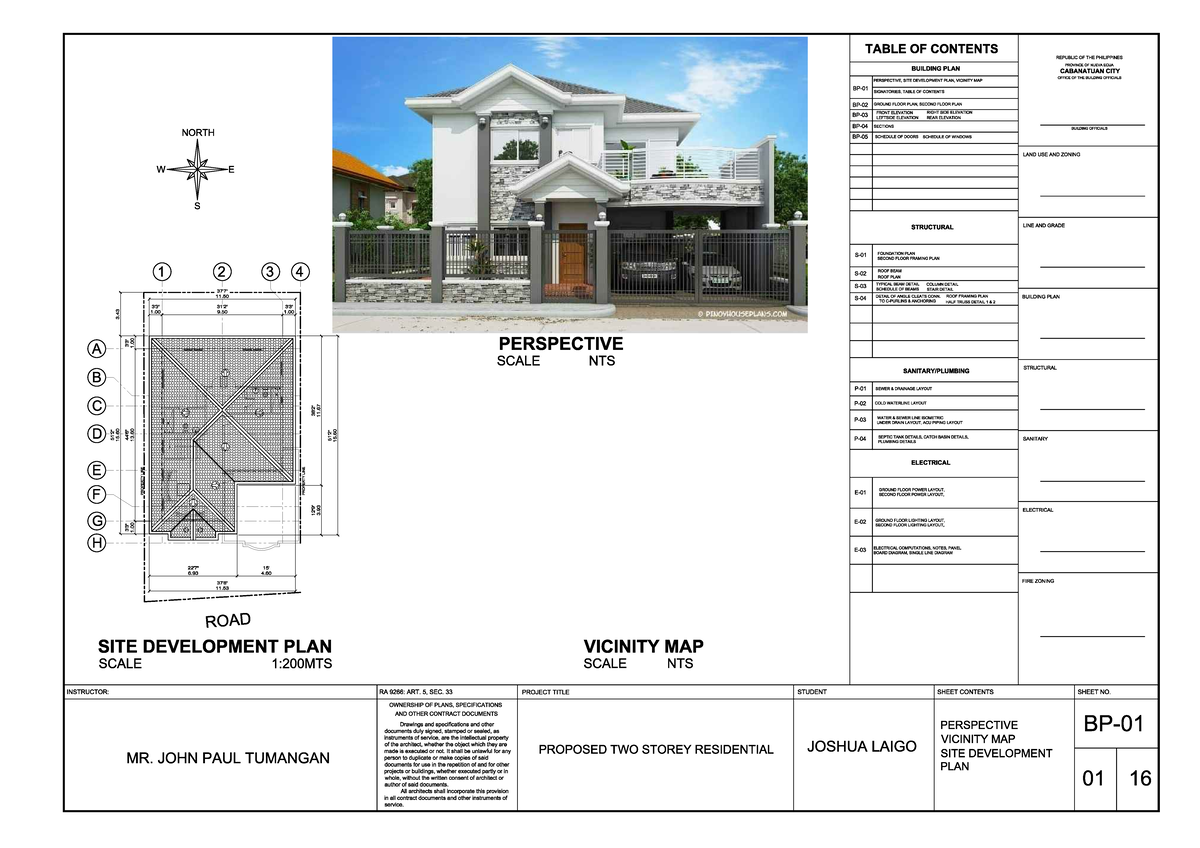 Proposed Two Storey Residential Building Plans (RA 9266) - Studocu