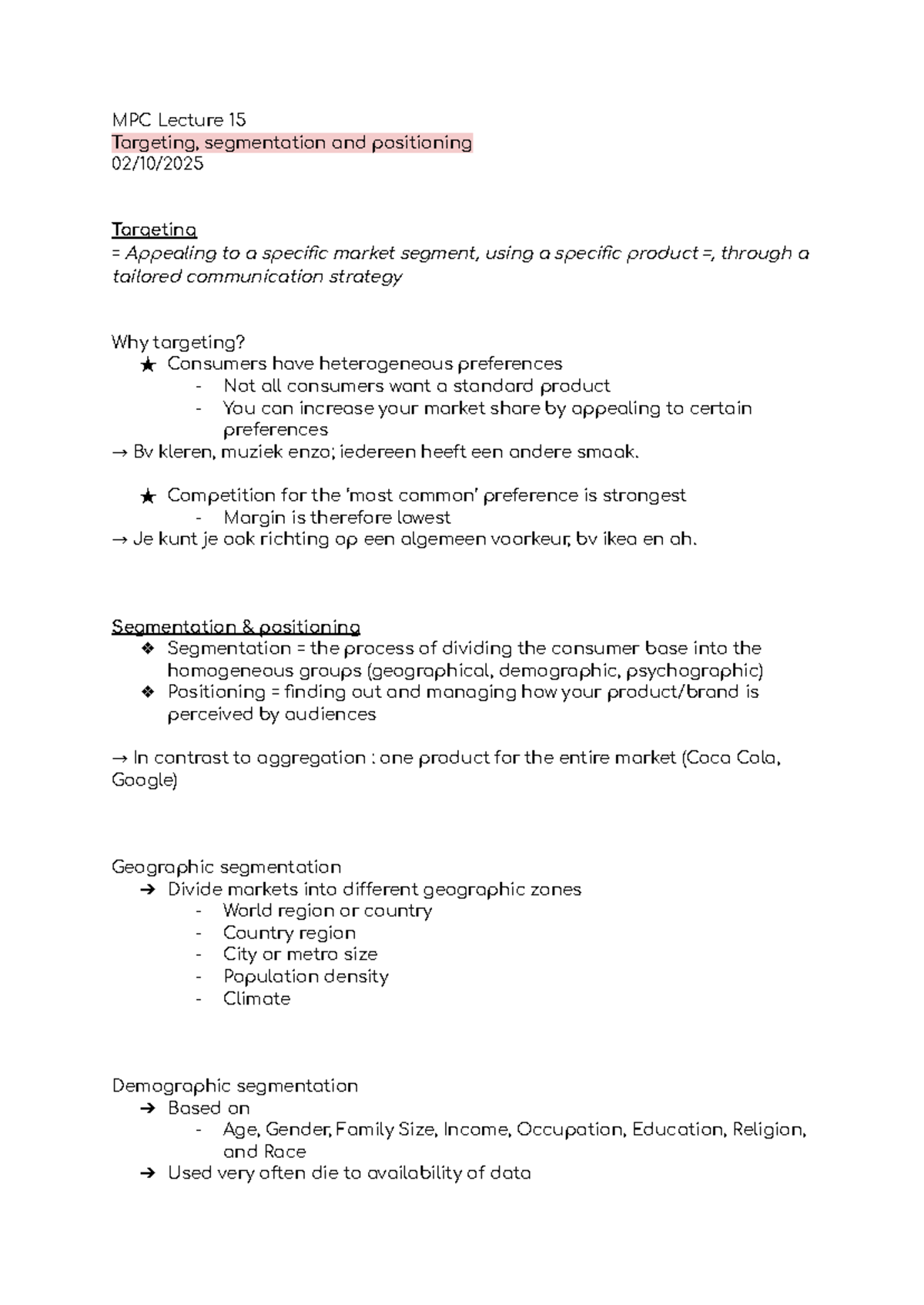 MPC Lecture 15: Targeting, Segmentation, and Positioning Strategies ...