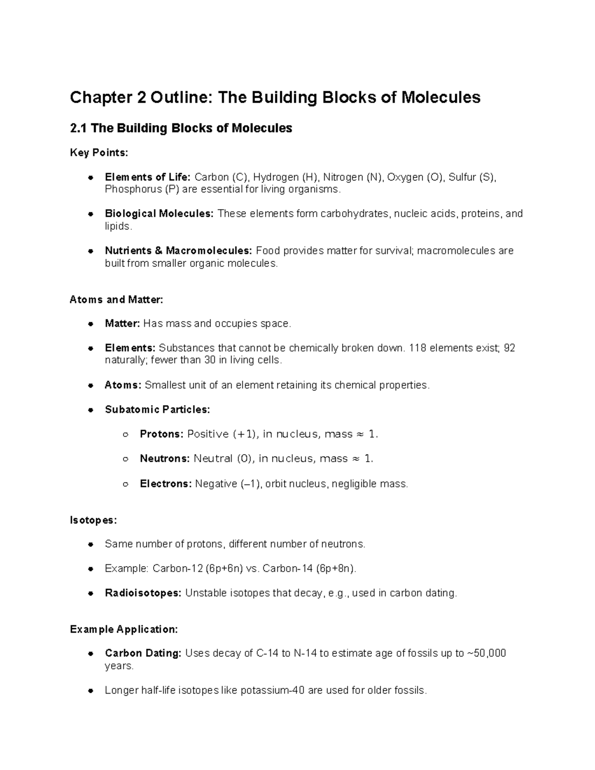 Biological Molecules and Their Functions: A Study Guide (Chapter 2) - Studocu