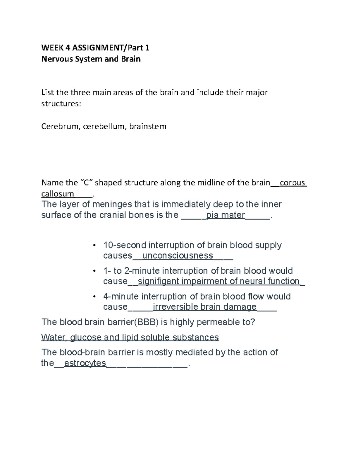 Ap 2 week 4 assignment - WEEK 4 ASSIGNMENT/Part 1 Nervous System and ...