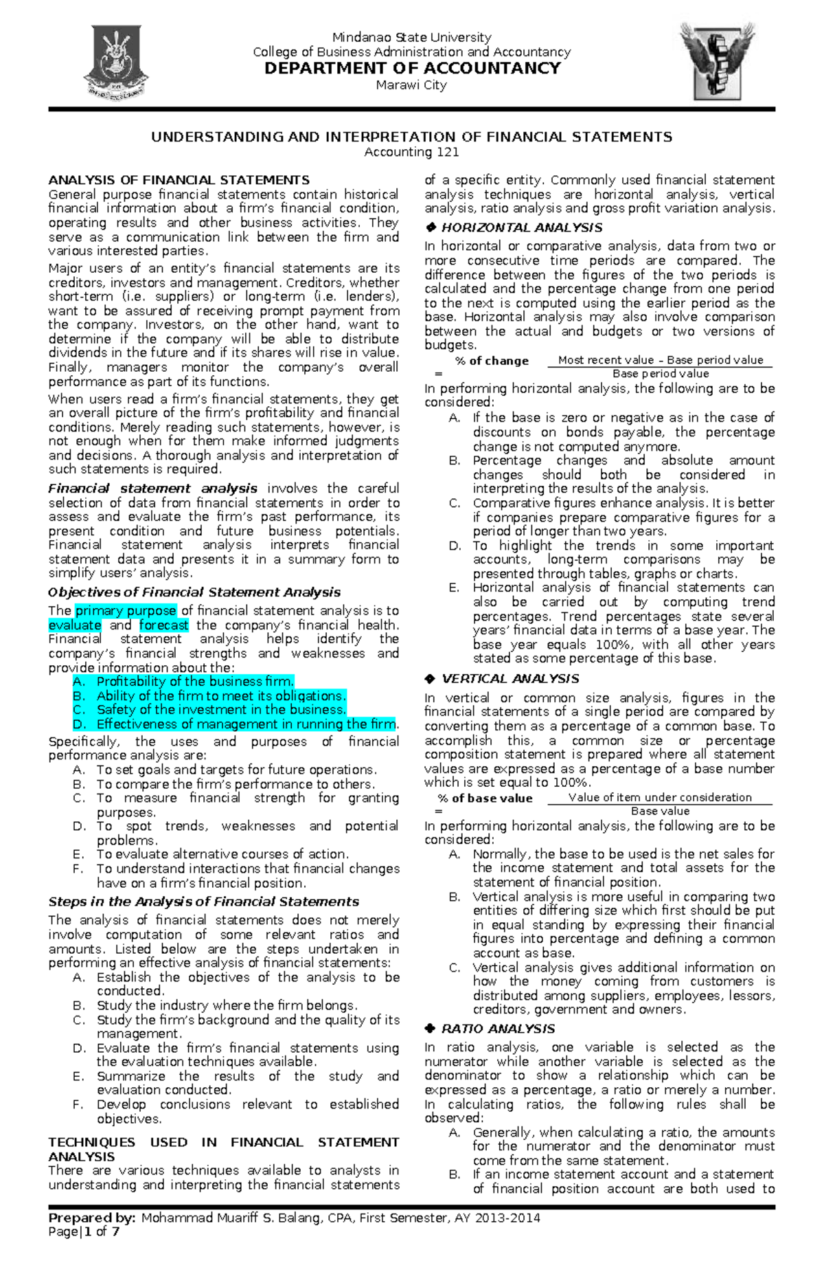Financial Statement Analysis: Accounting 121 Insights and Techniques ...