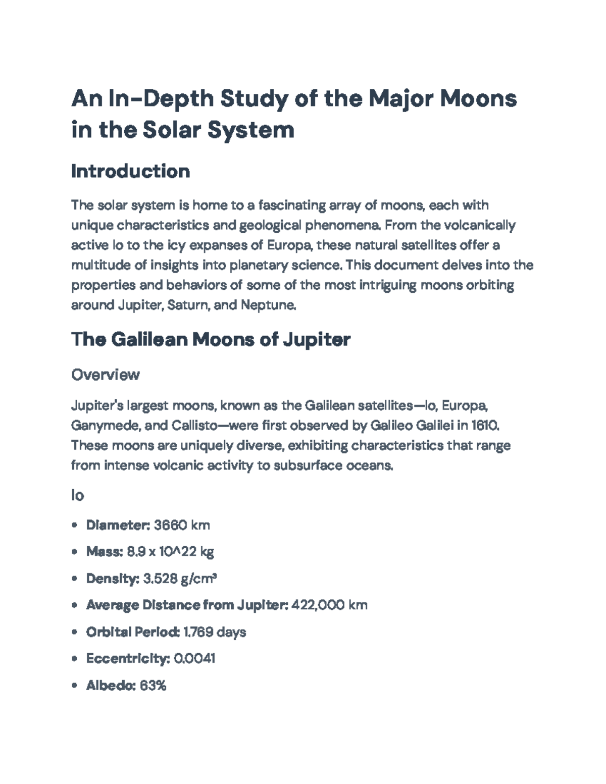 An In-Depth Study of Major Moons in the Solar System - An In-Depth ...