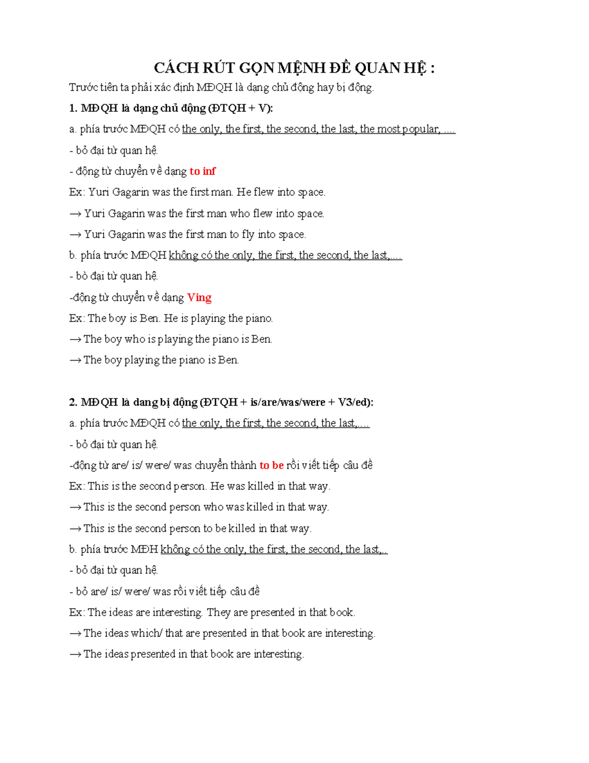 CÁCH RÚT GỌN MỆNH ĐỀ QUAN HỆ: Hướng Dẫn Chi Tiết - Studocu