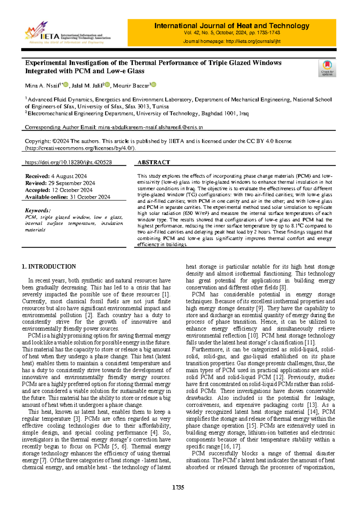 Experimental Study on Thermal Performance of Triple Glazed Windows with ...
