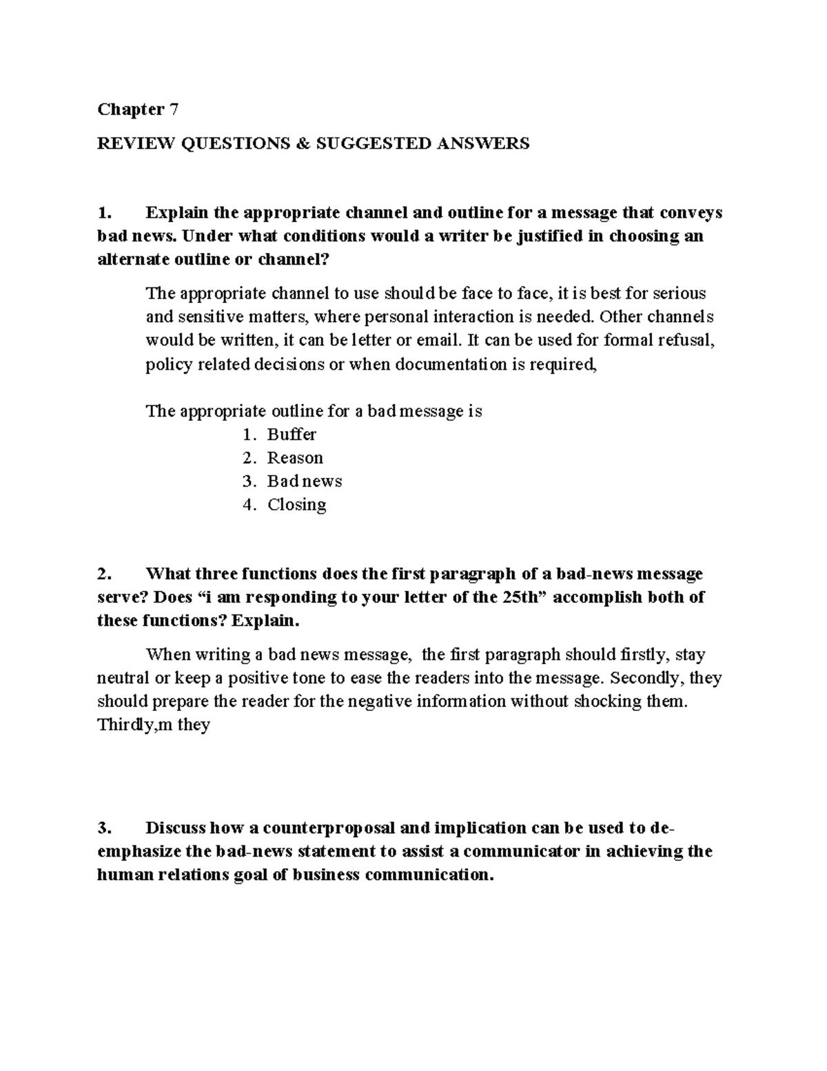 Chapter 7 Questions - Chapter 7 REVIEW QUESTIONS & SUGGESTED ANSWERS ...