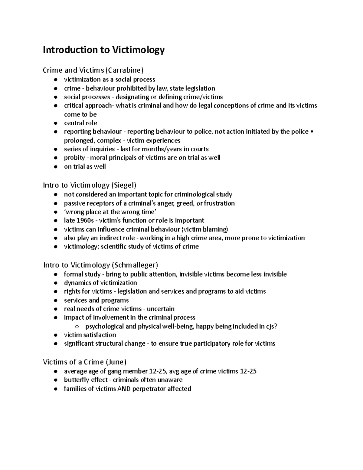 CRM3306 Lecture Notes on Victimology: Insights from Lectures 1-5 - Studocu