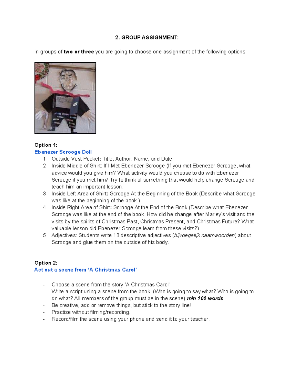 Assignments 2-3: Christmas Carol Project Overview - Studeersnel