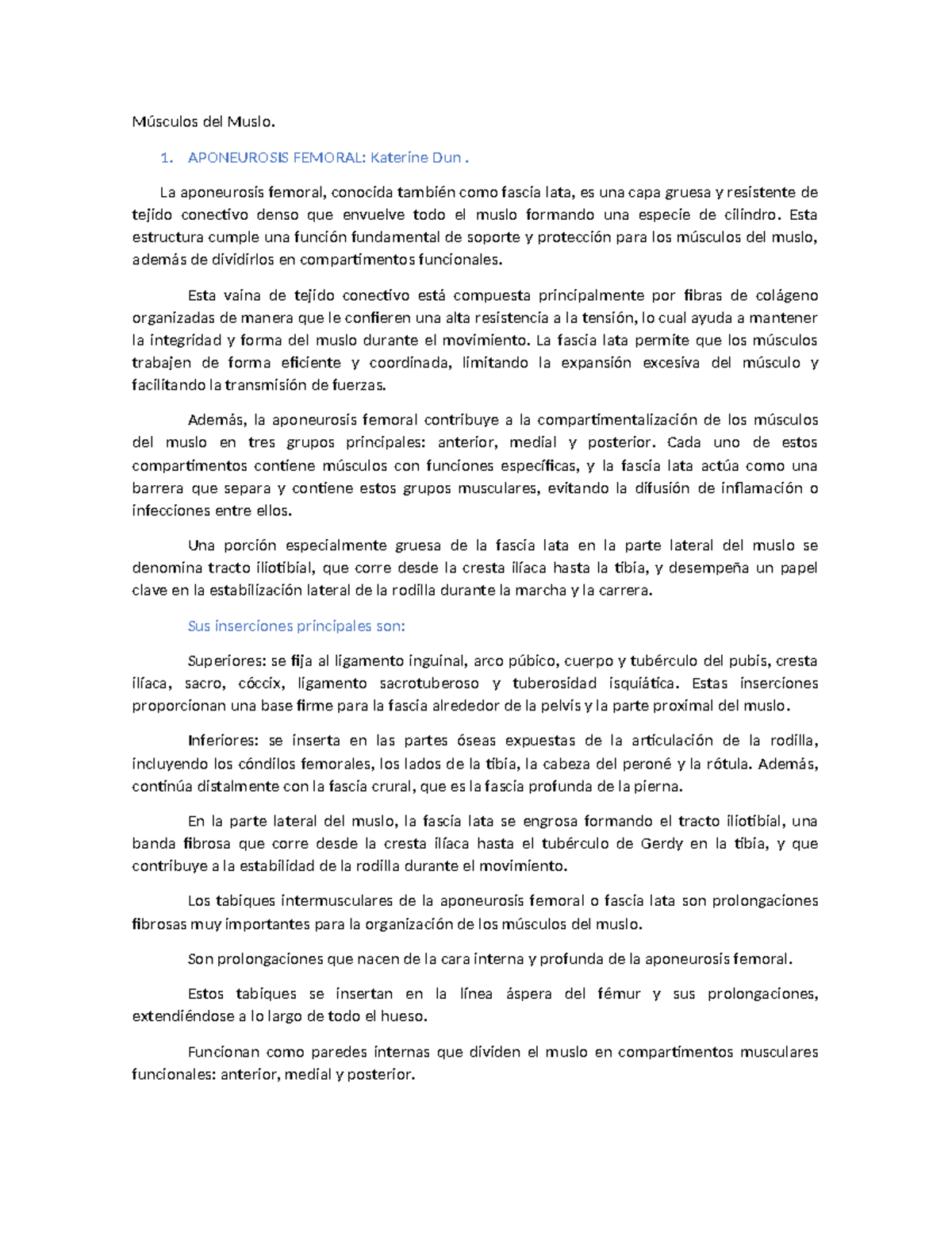 Músculos del Muslo: Anatomía y Funciones (Curso de Anatomía) - Studocu