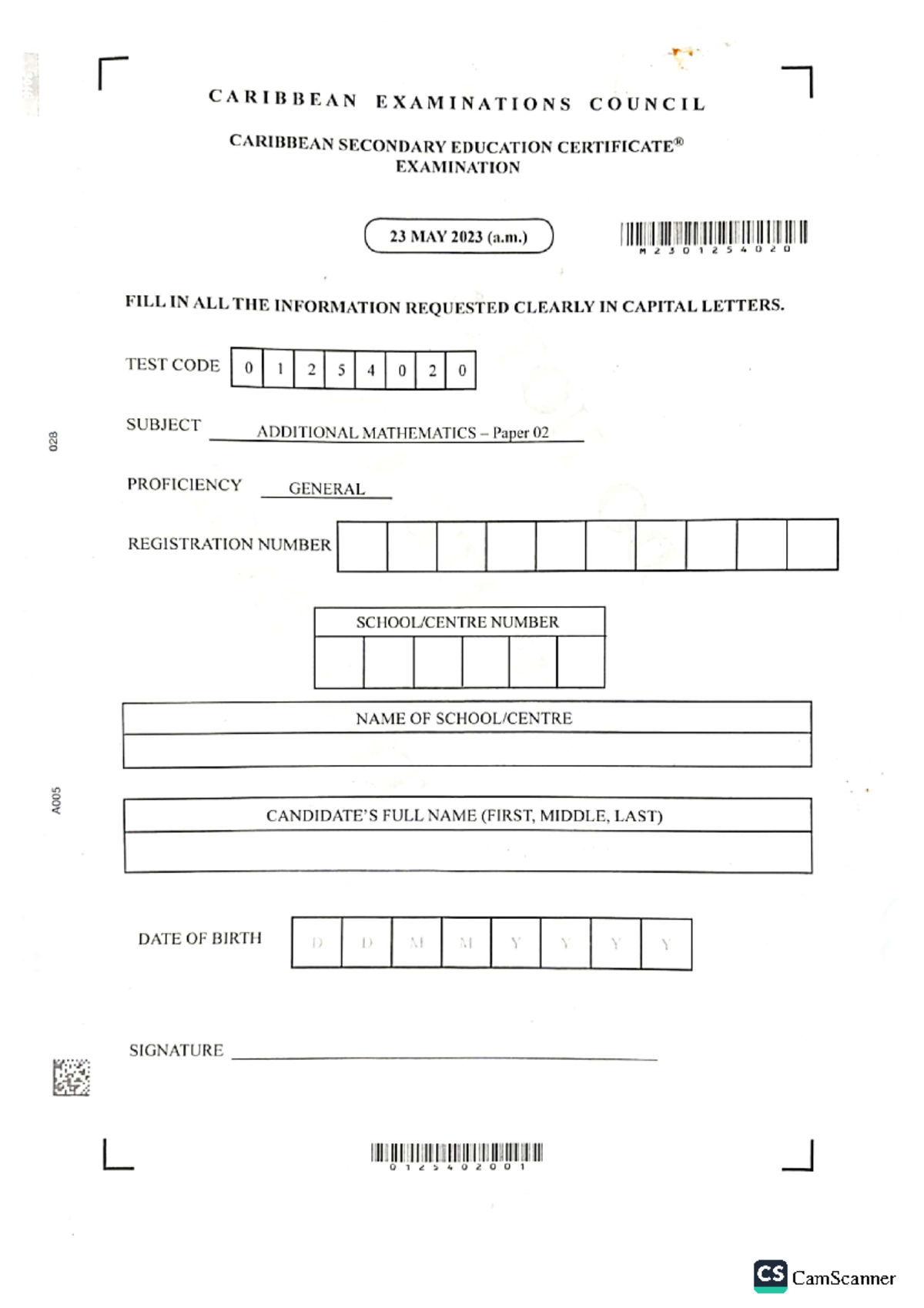 CSEC Additional Mathematics - May 2023 Paper 2 Exam Notes - Studocu