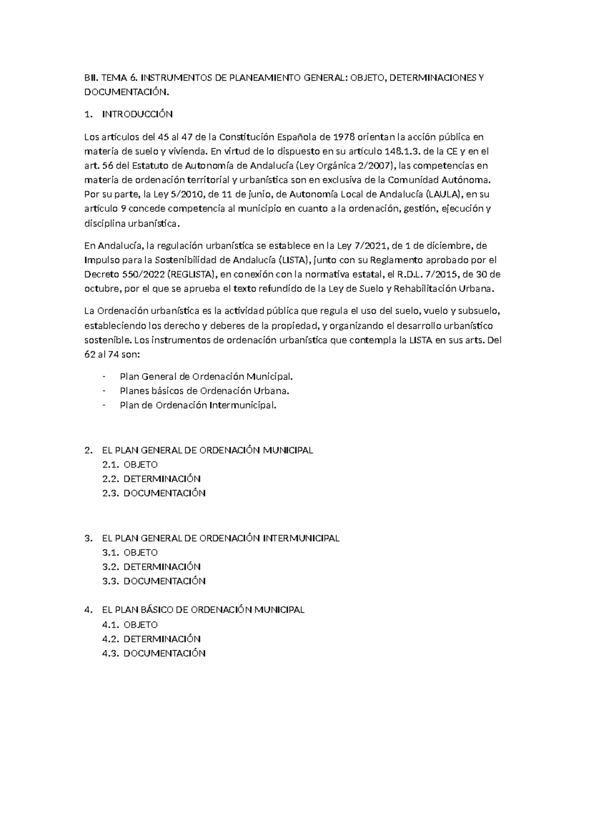 BII. T6.- INSTRUMENTOS DE PLANEAMIENTO URBANÍSTICO EN ANDALUCÍA - Studocu