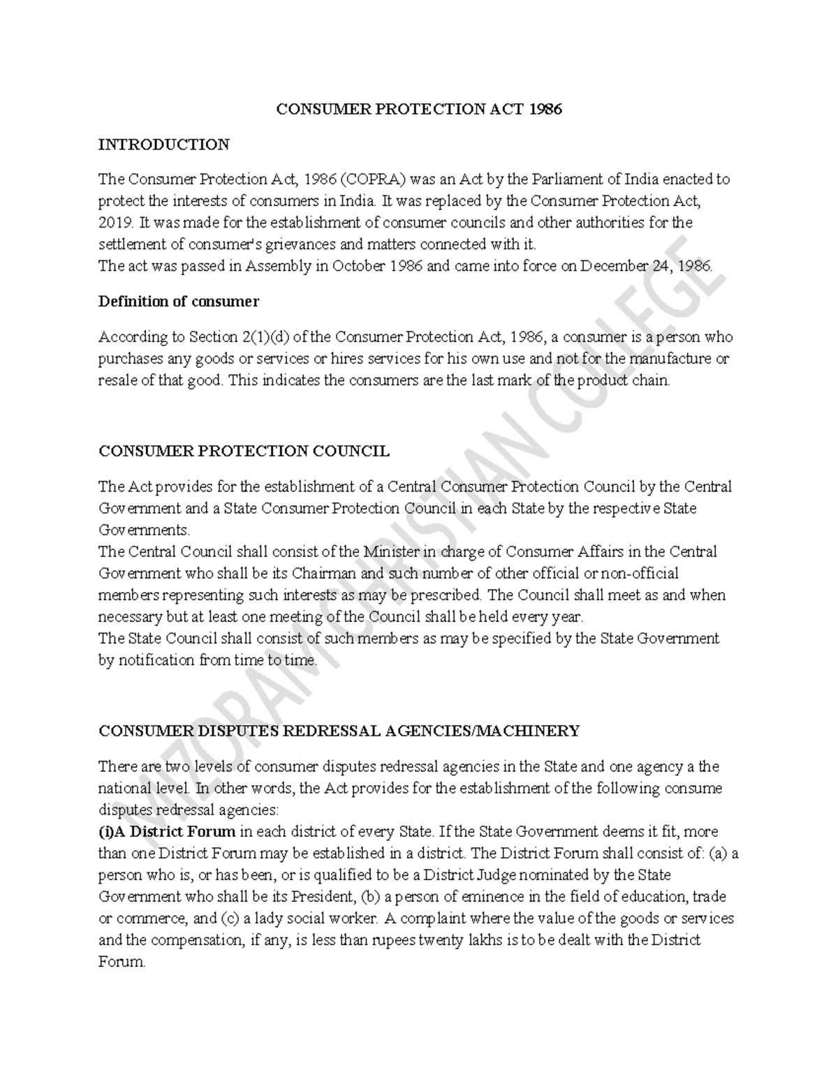 Consumer Protection Act 1986: Key Features & Rights Overview - Studocu