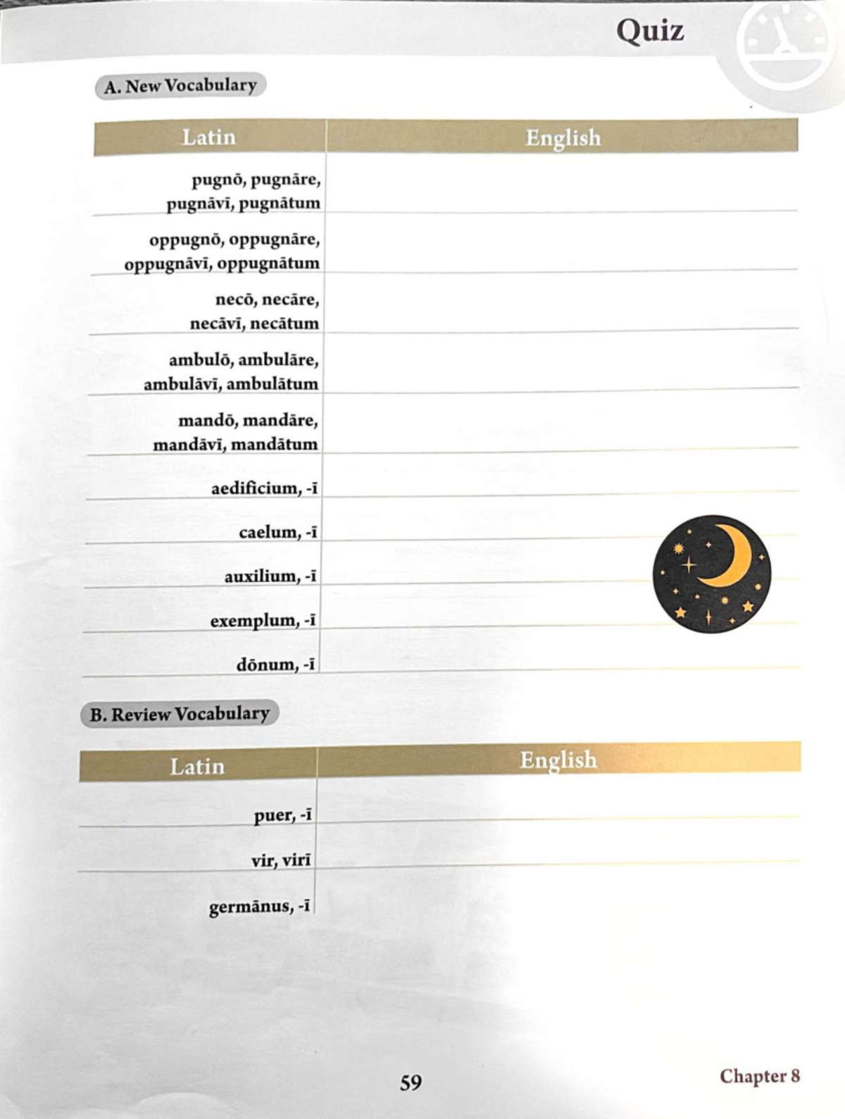 Latin Vocabulary Quiz & Grammar Review for Chapter 8 - Studocu