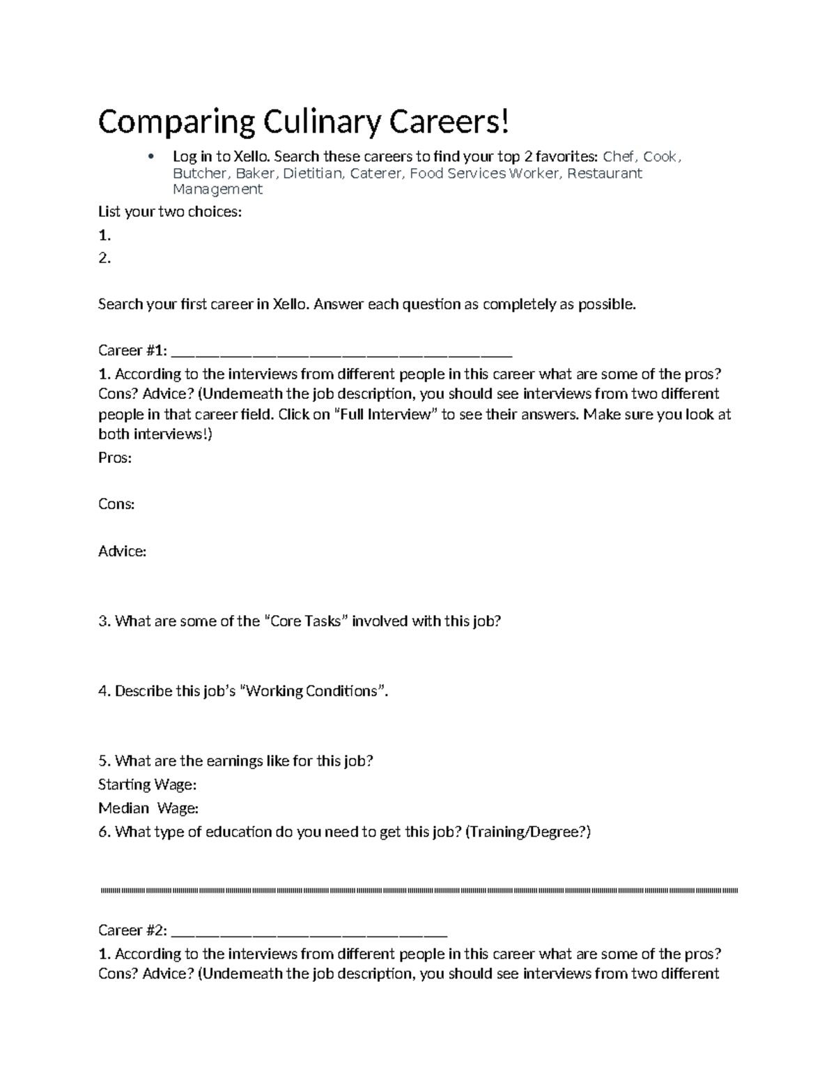 Comparing culinary careers - Comparing Culinary Careers! Log in to ...