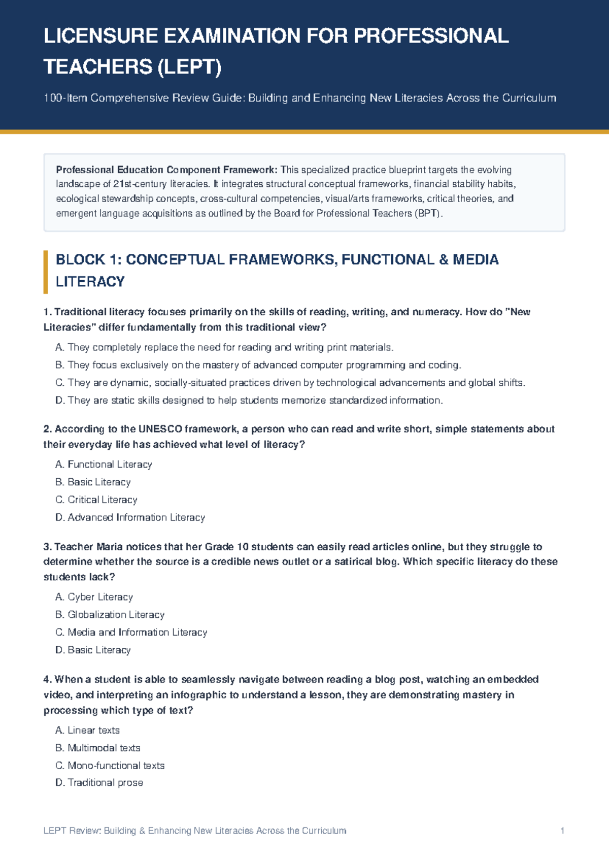 LEPT Comprehensive Review: Enhancing New Literacies Across the ...