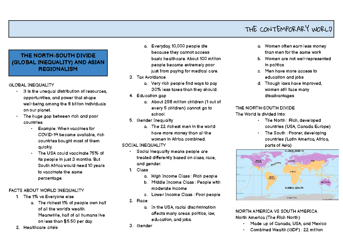 The Contemporary World (SOC 101): Global Inequality & Regionalism ...