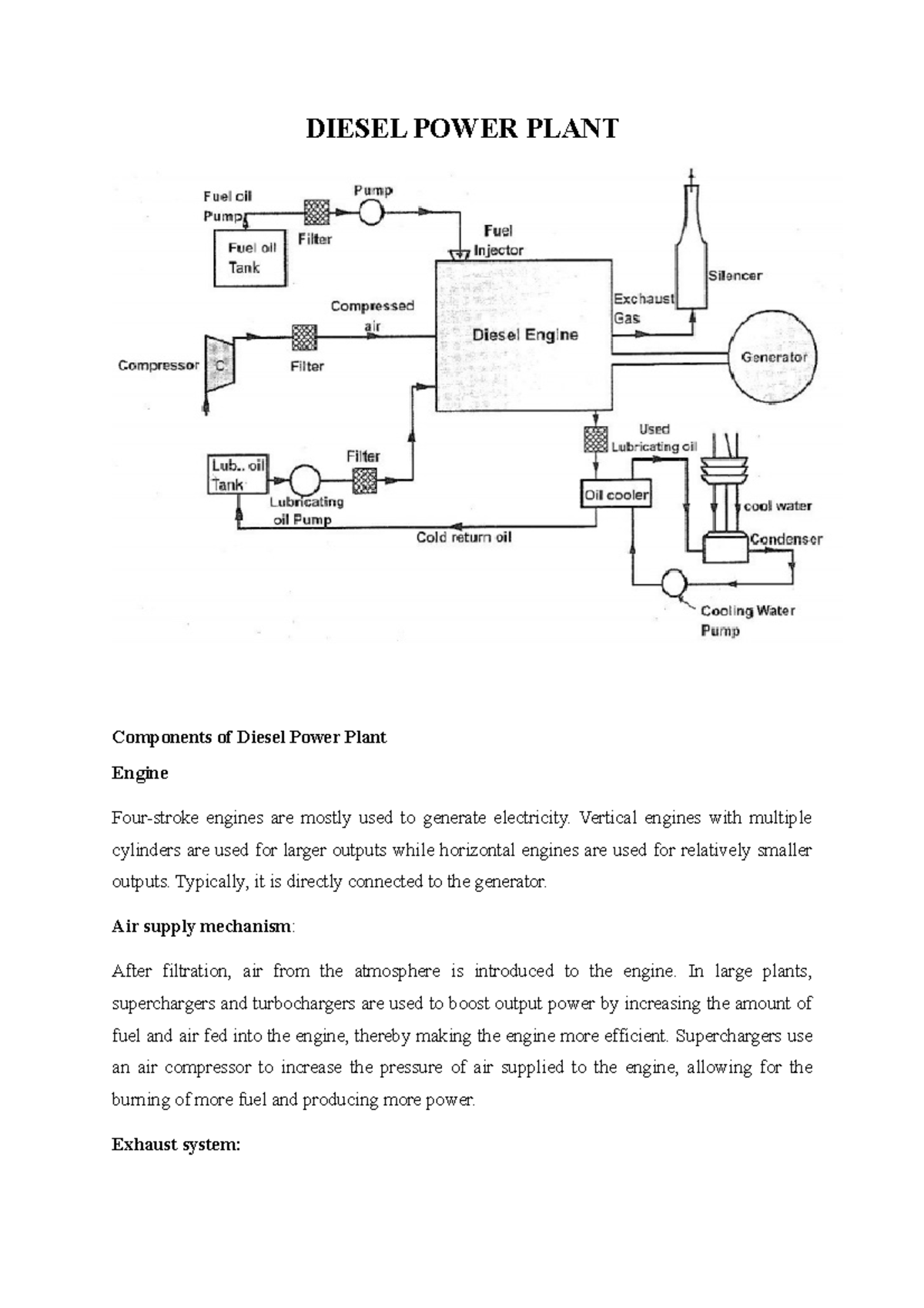 Diagram Of Diesel Power Plant