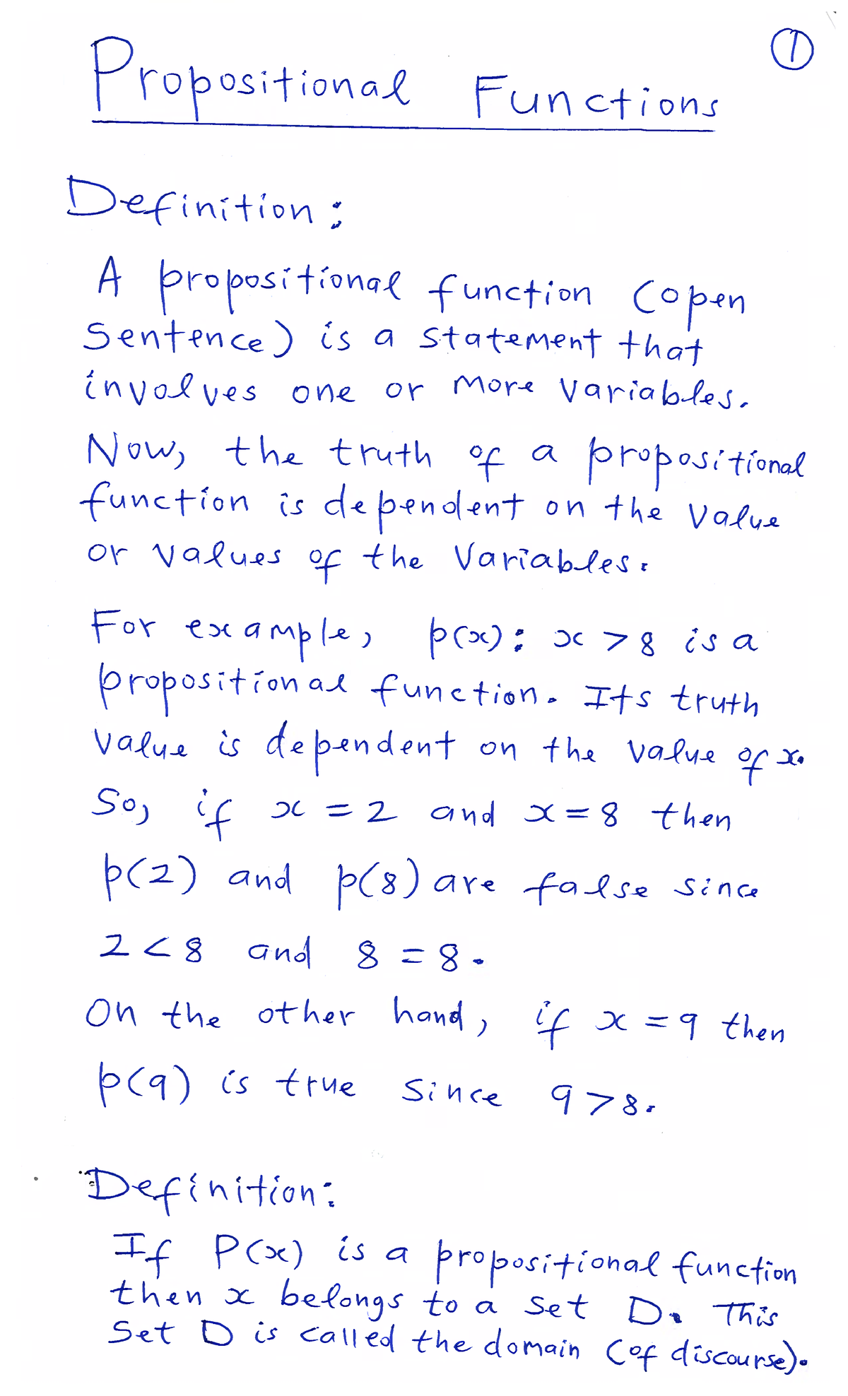Propositional Functions: Definitions and Examples in Logic - Studocu