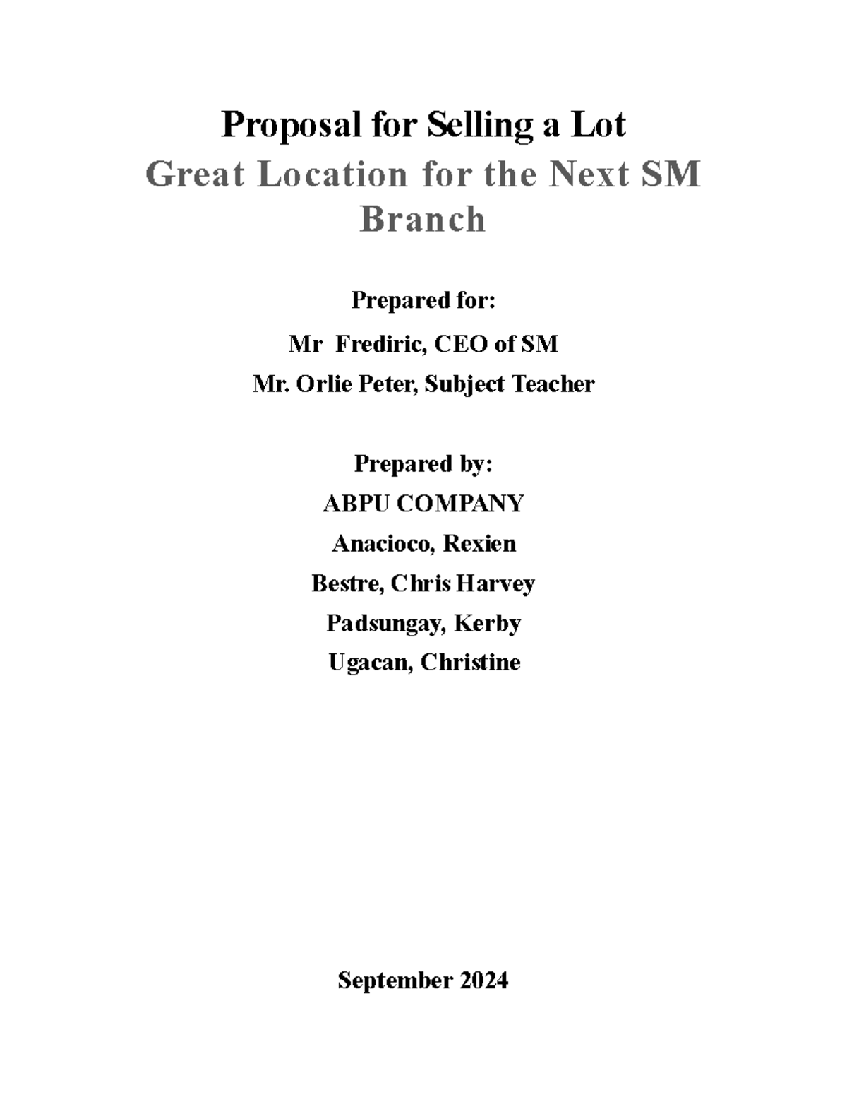 Entrep - for seniors - Proposal for Selling a Lot Great Location for ...