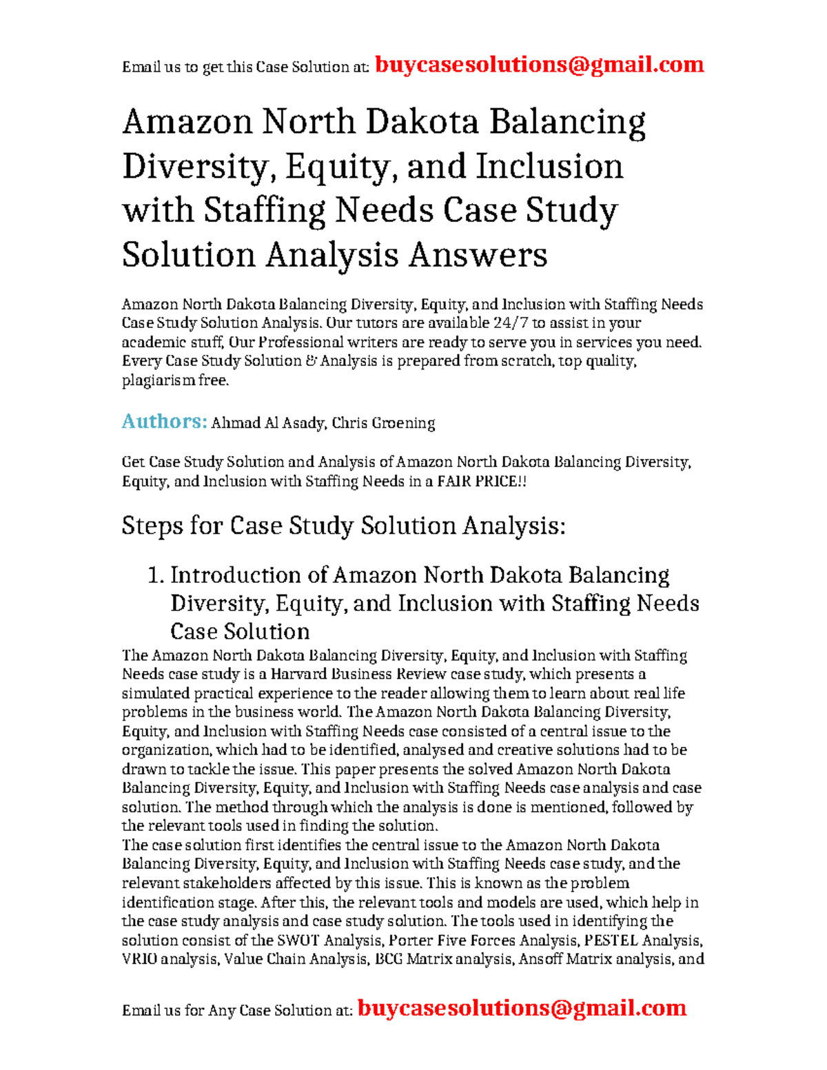 Amazon ND Case Study Solution: Balancing DEI with Staffing Needs - Studocu