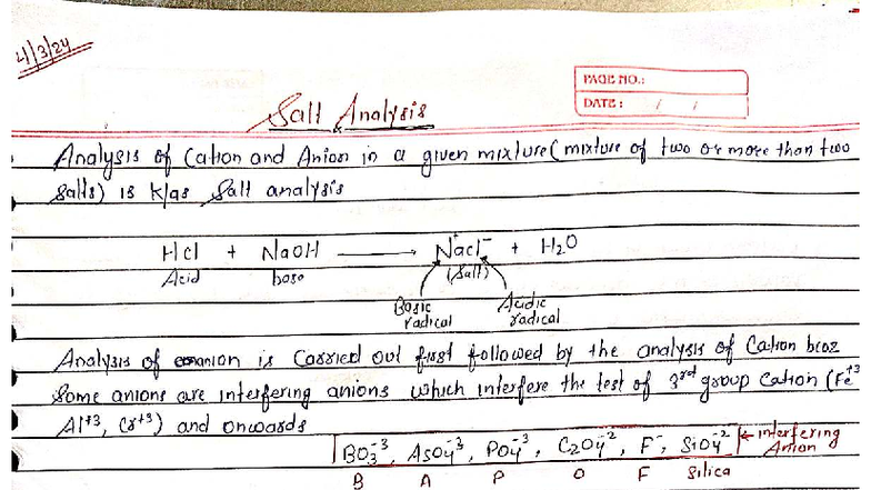 Salt Analysis: Comprehensive Study of Cations and Anions in Mixtures ...