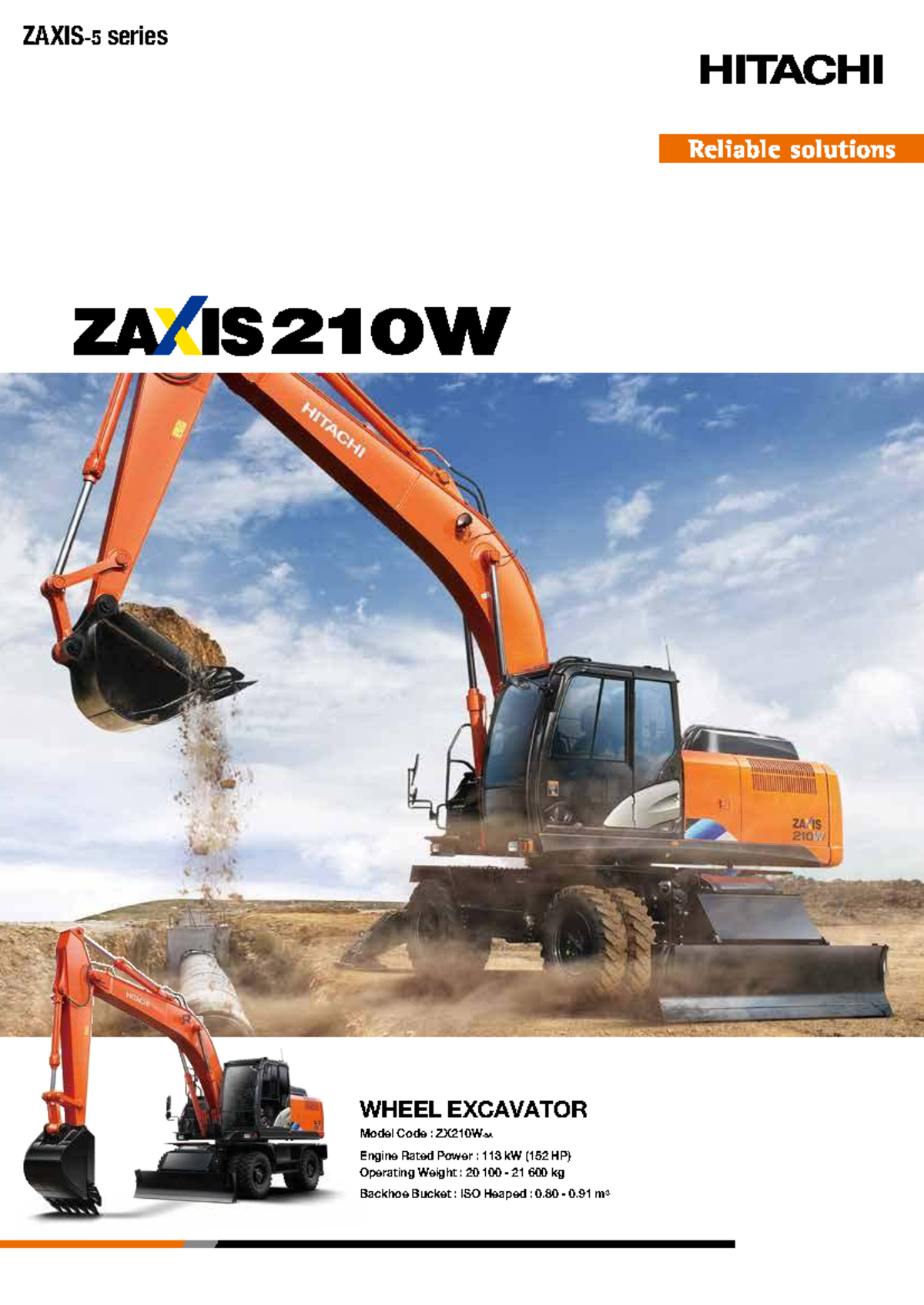 ZX210W-5A Wheel Excavator Specifications and Features Overview - Studocu