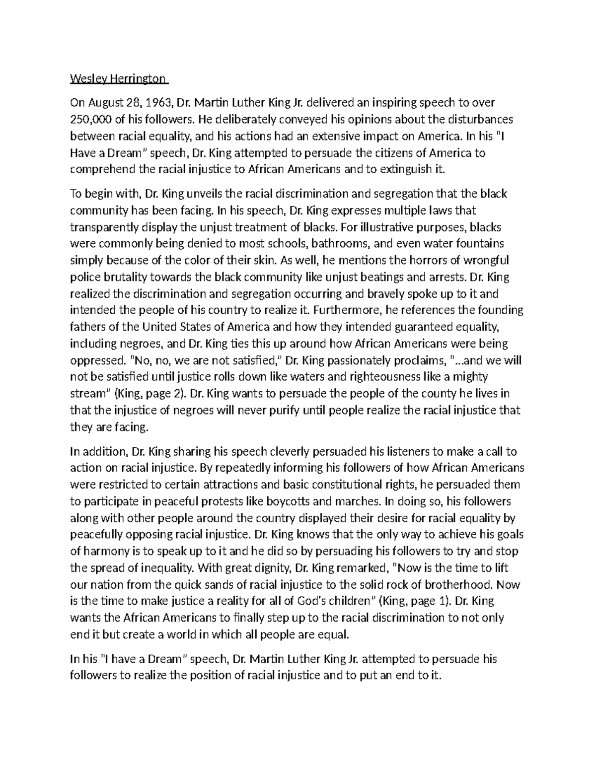 I Have a Dream Speech Analysis - Summative CRQ - Studocu