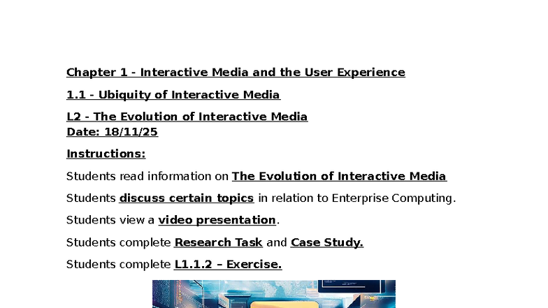 L2 - Chapter 1: Evolution of Interactive Media & User Experience - Studocu